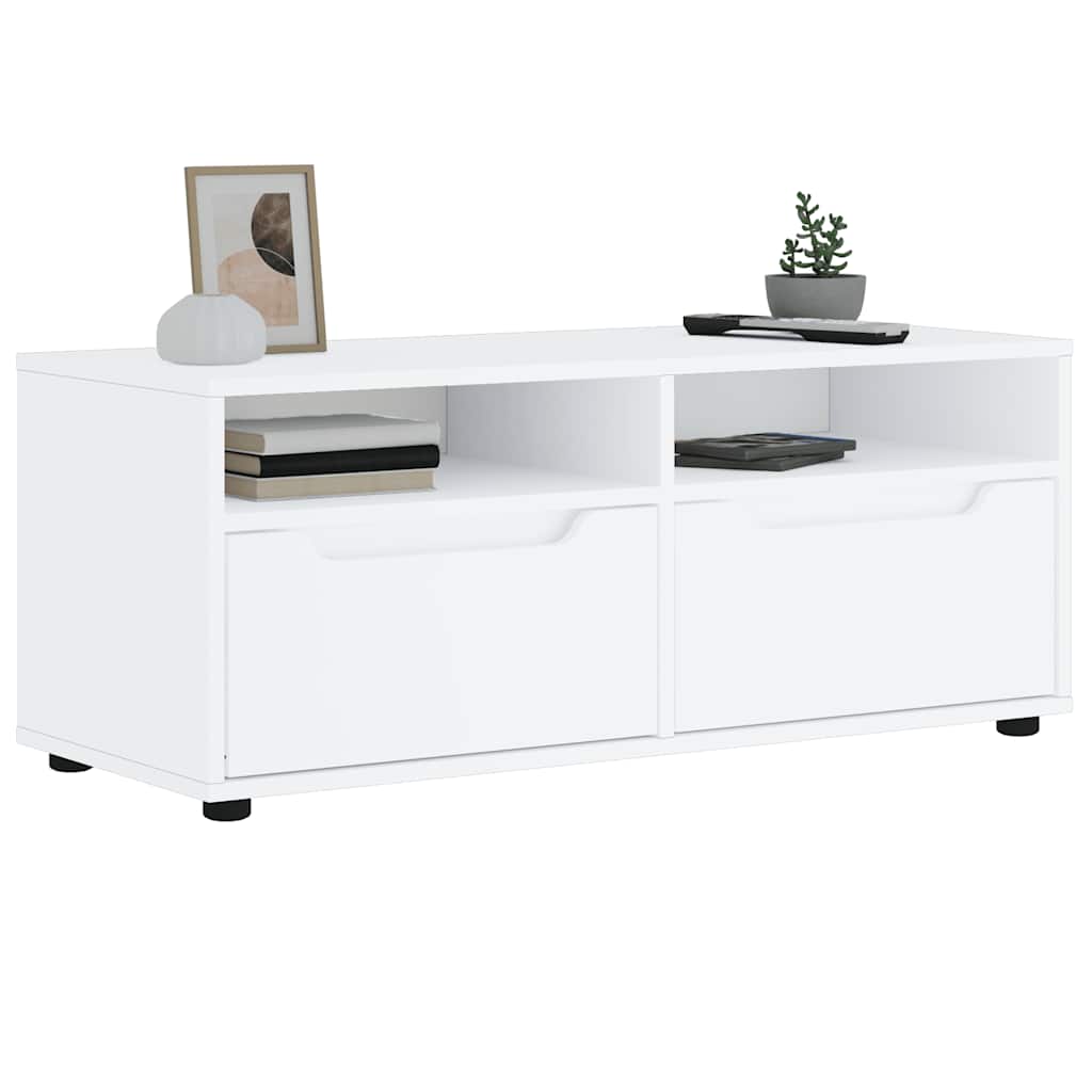 Meuble TV，Banc TV Moderne，Meuble de Rangement VISNES blanc 100x40x38 cm ...