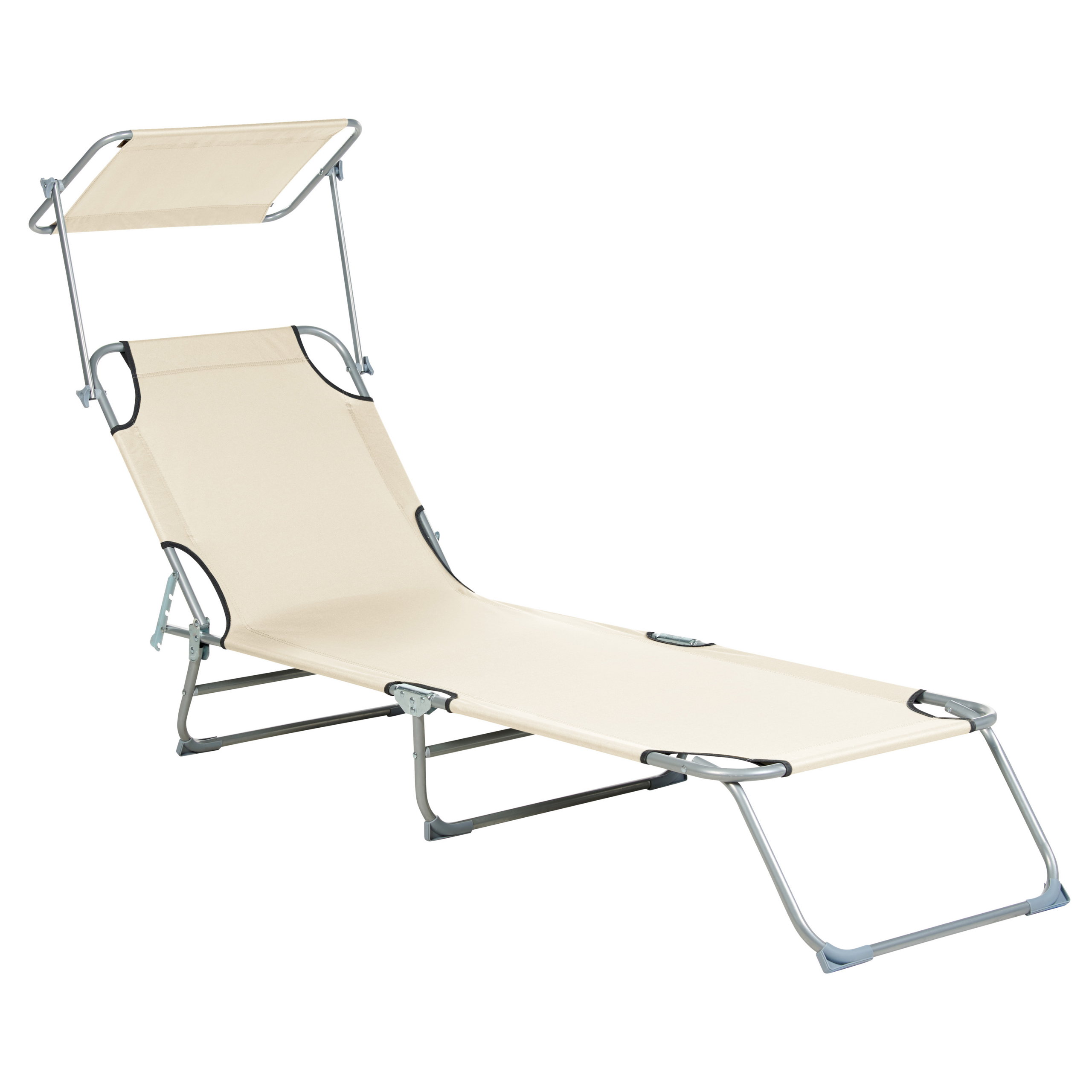 Transat de Jardin Bain de Soleil Pliant en Tissu Polyester Crème et ...