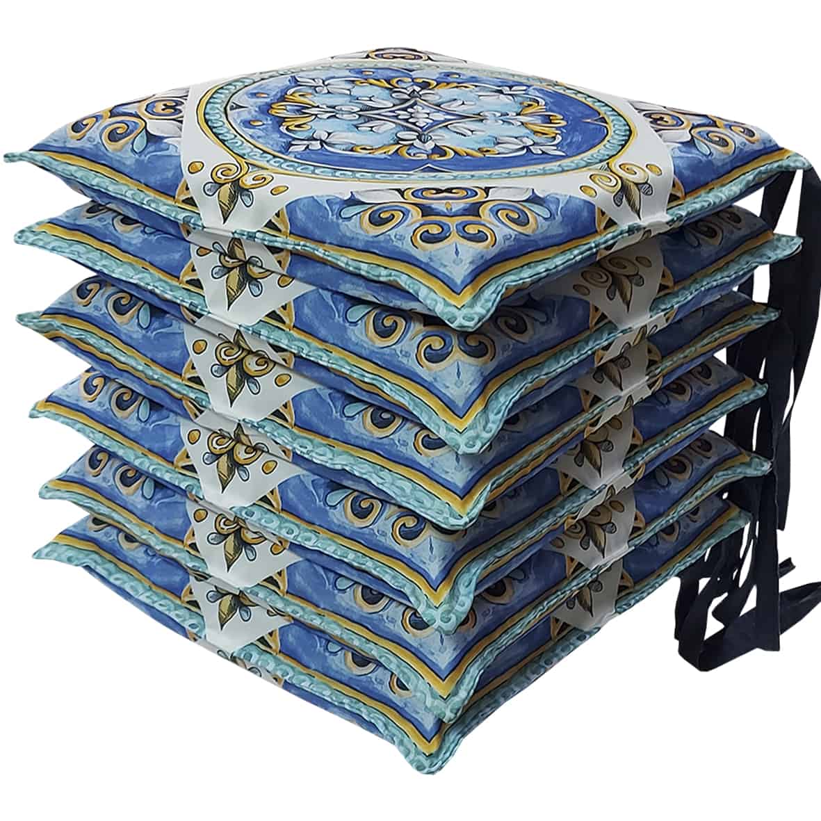 Lot de 6 coussins de chaise déhoussables en impression numérique double ...