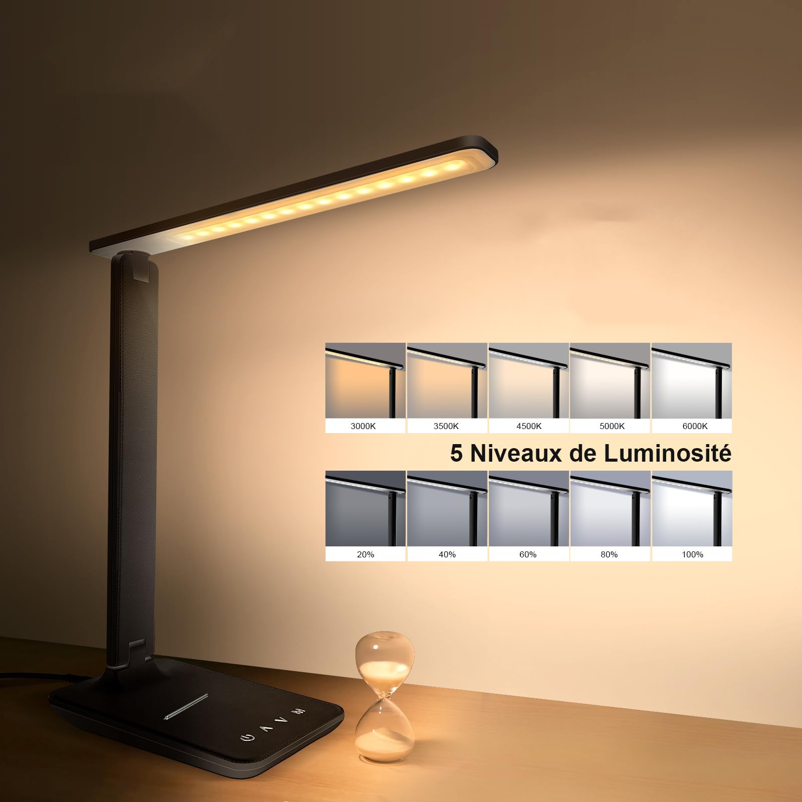 Lampe de bureau rechargeable, lampe de bureau LED, lampe de bureau 5 ...