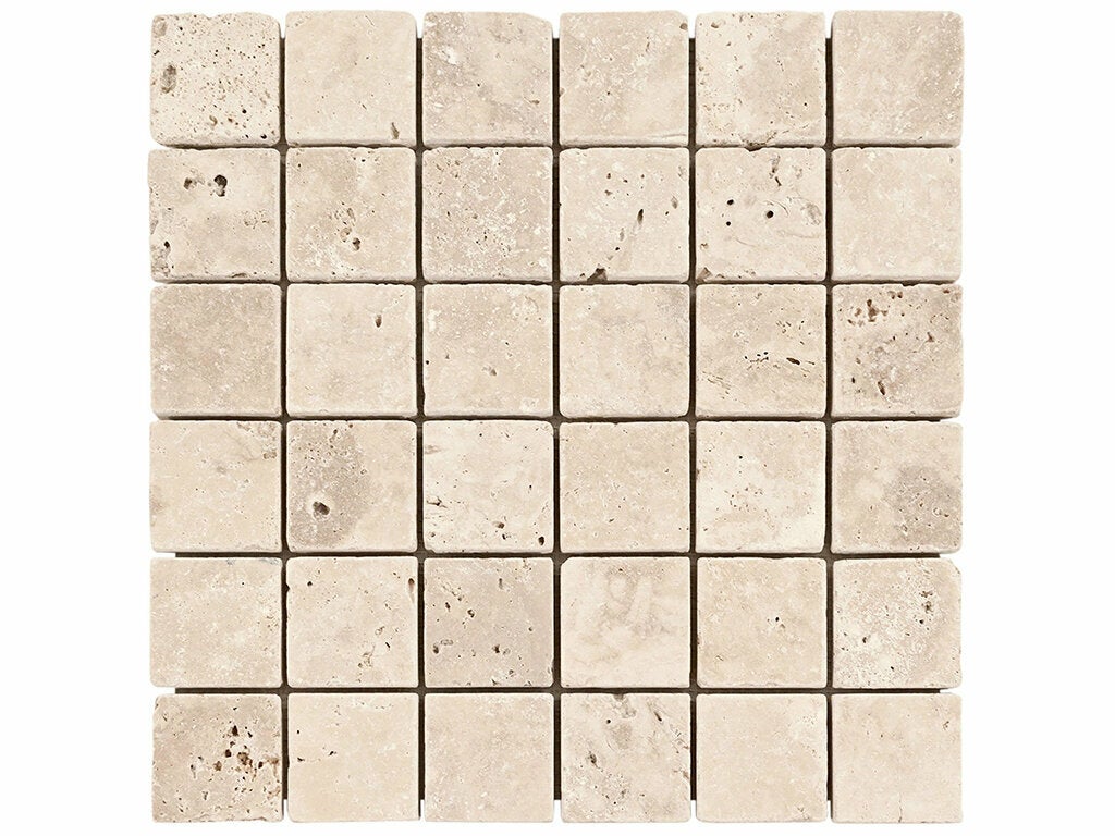 Travertin Premier choix - Crème - Mosaïque 4,8x4,8/1cm | Leroy Merlin