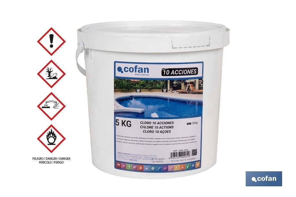 Chlore 10-action tablettes de chlore : paquet de 5 kg : Traitement ...