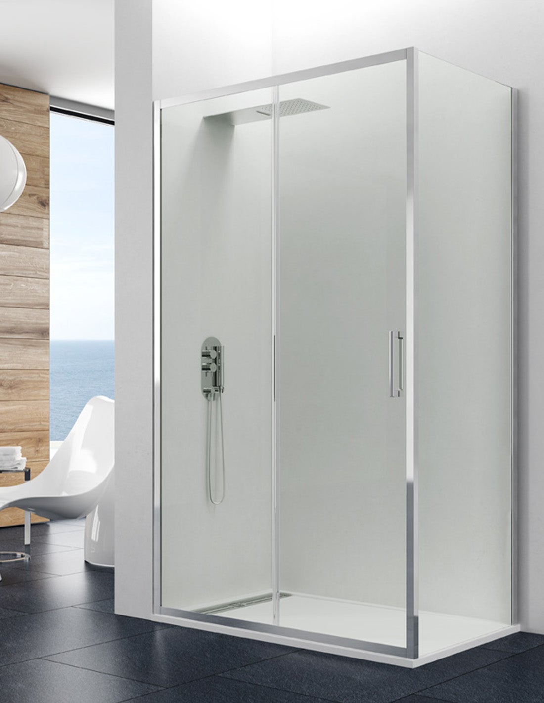 Cabina - Porta doccia angolare ALLSTONE TITAN 1+1 con lato fisso 140x80 ...