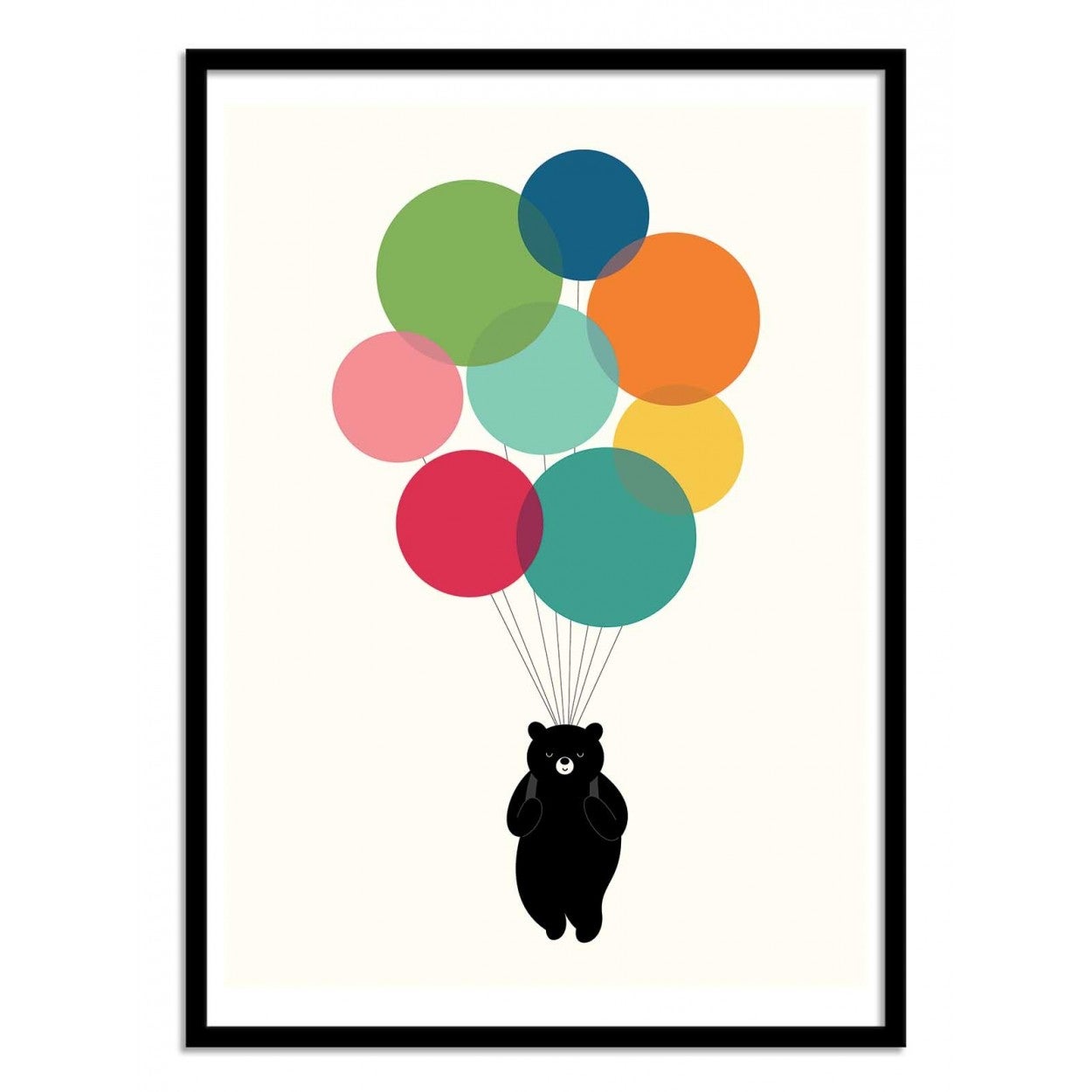 Art-Poster - Happy landing - Andy Westface - avec cadre noir 50 x 70 cm ...