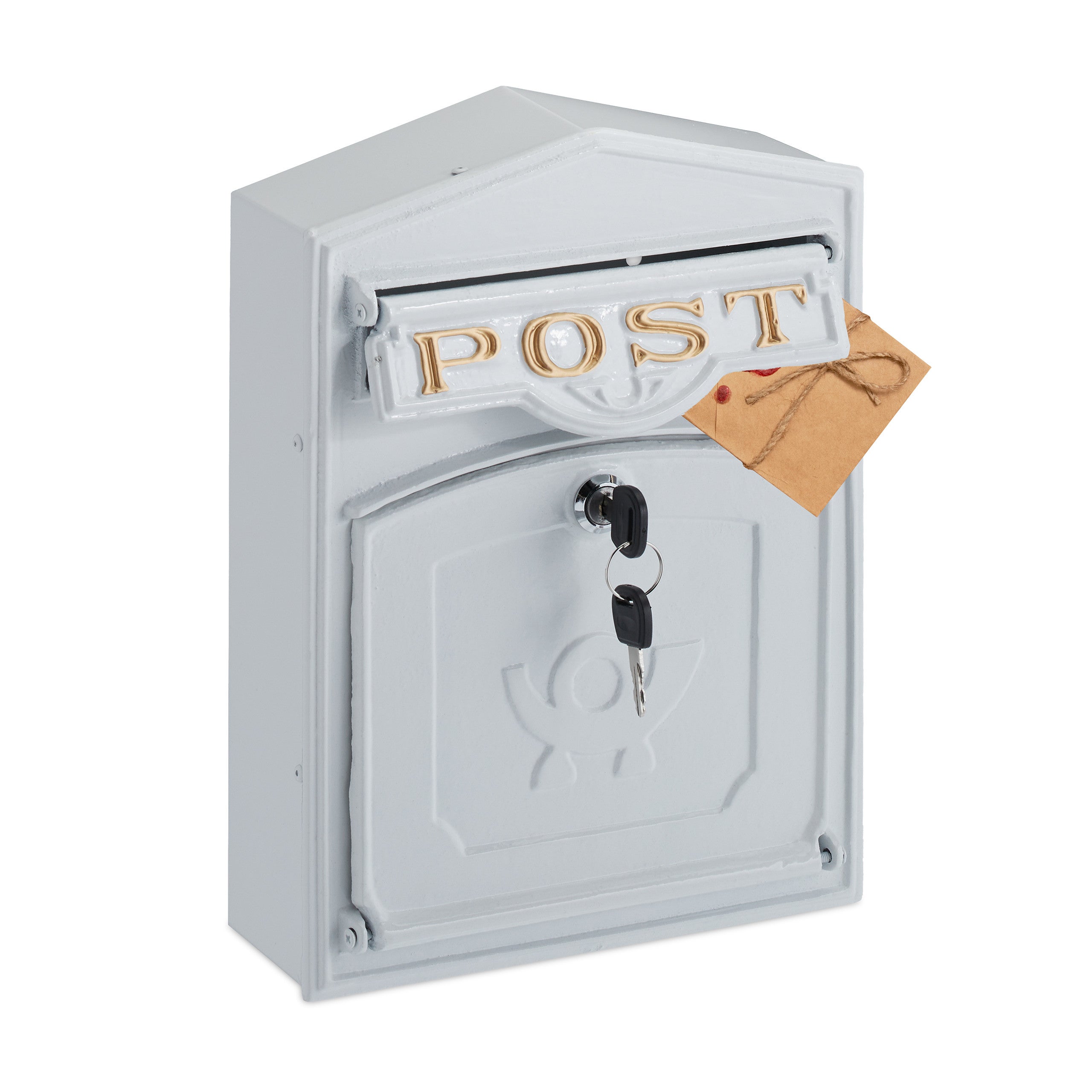 Relaxdays Cassetta della Posta dal Design retrò, Porta Lettere in Lega ...