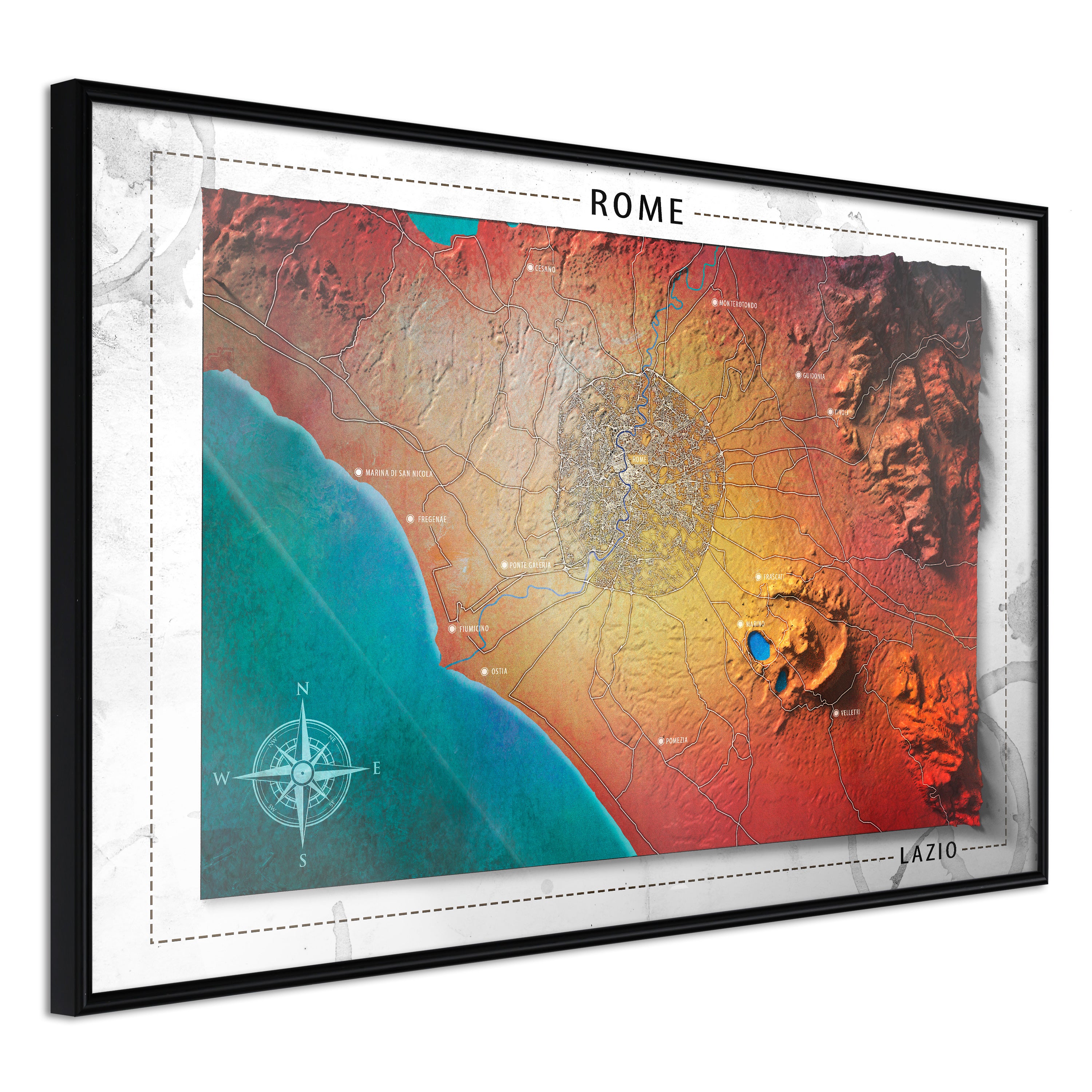 Poster et affiche - Raised Relief Map: Rome - 60x40 | Leroy Merlin