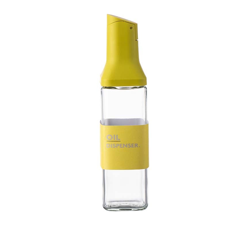 Botella de aceite de vidrio amarilla con apertura automática, hermética ...