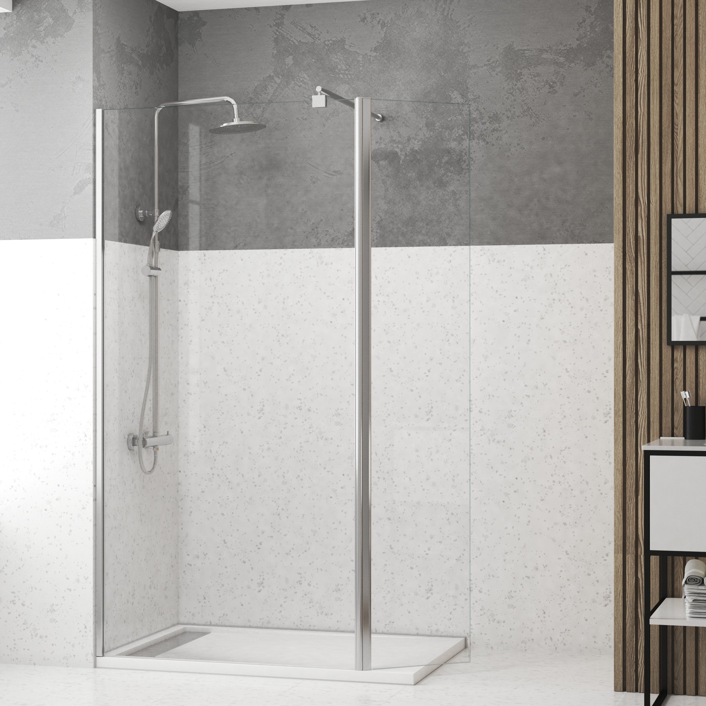 Paroi de Douche et Volet Pivotant 100+40x200 cm - Verre Transparent ...