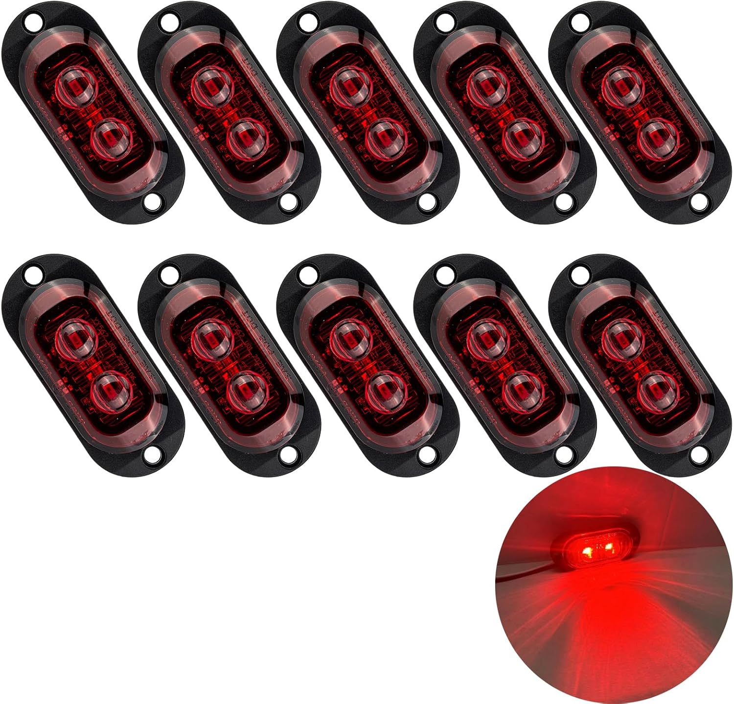 10x Feux LED de Marquage Rouge 12/24V - Feux de Gabarit Étanches pour ...