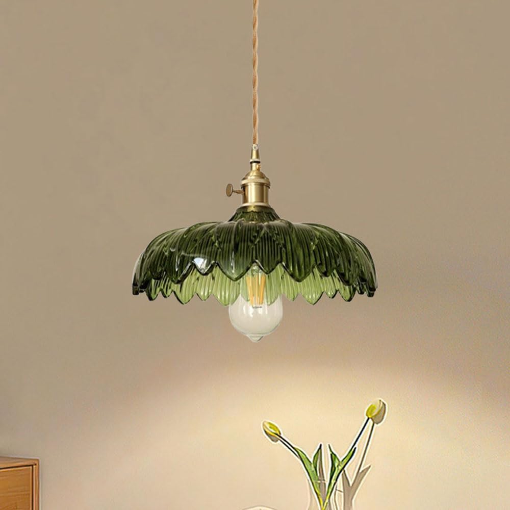 Suspension industrielle rétro 25 cm, suspension lotus en verre, douille ...