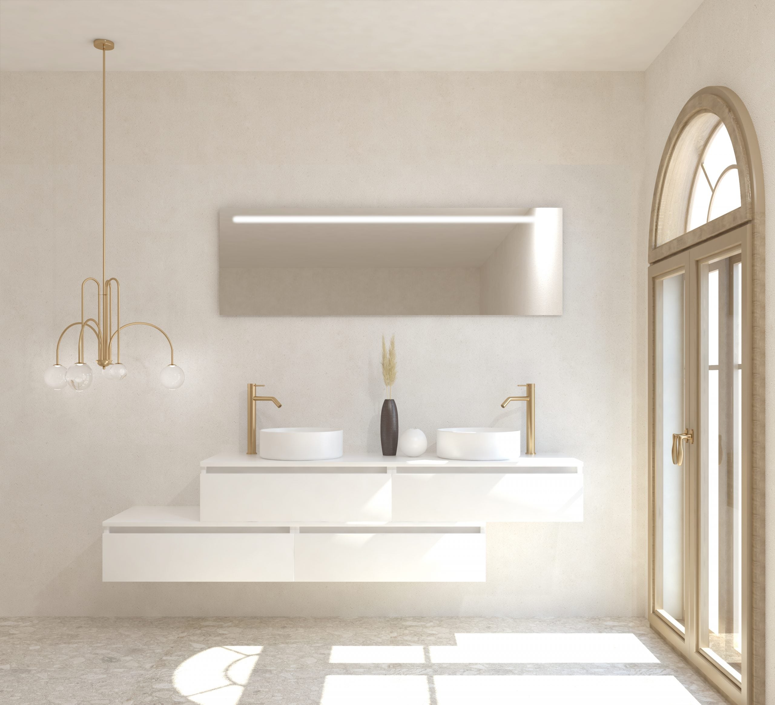 Set di mobili da bagno Mapau TOURAINE bianco 160 cm + doppio lavabo ...