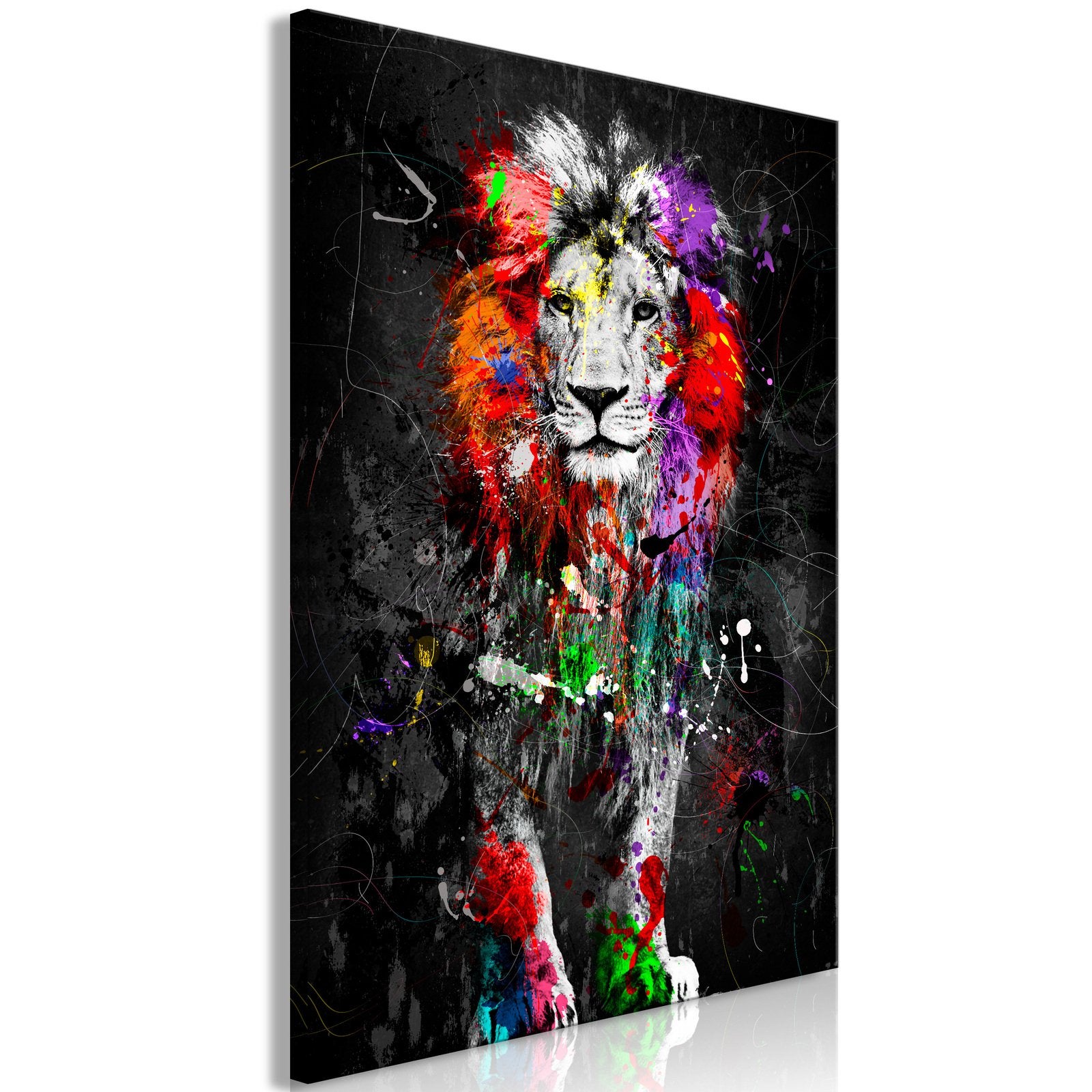 Tableau Animaux Colorés : Lion Vertical - 40 x 60 cm | Leroy Merlin