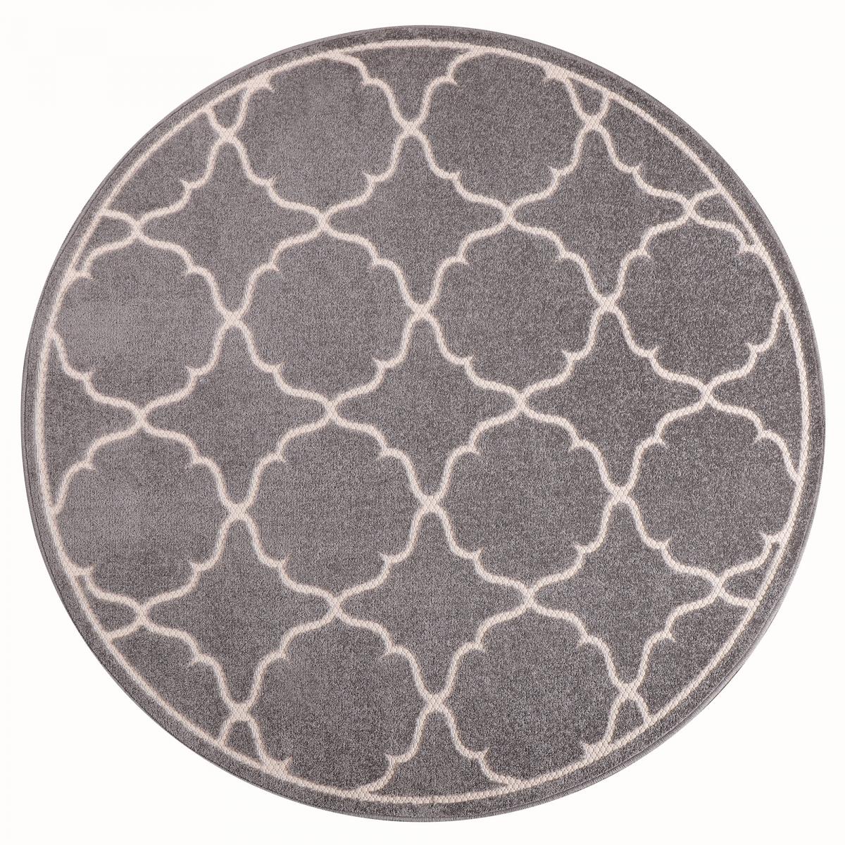 Tapis rond d'extérieur Ø150cm tissé kilim gris clair KUMA | Leroy Merlin