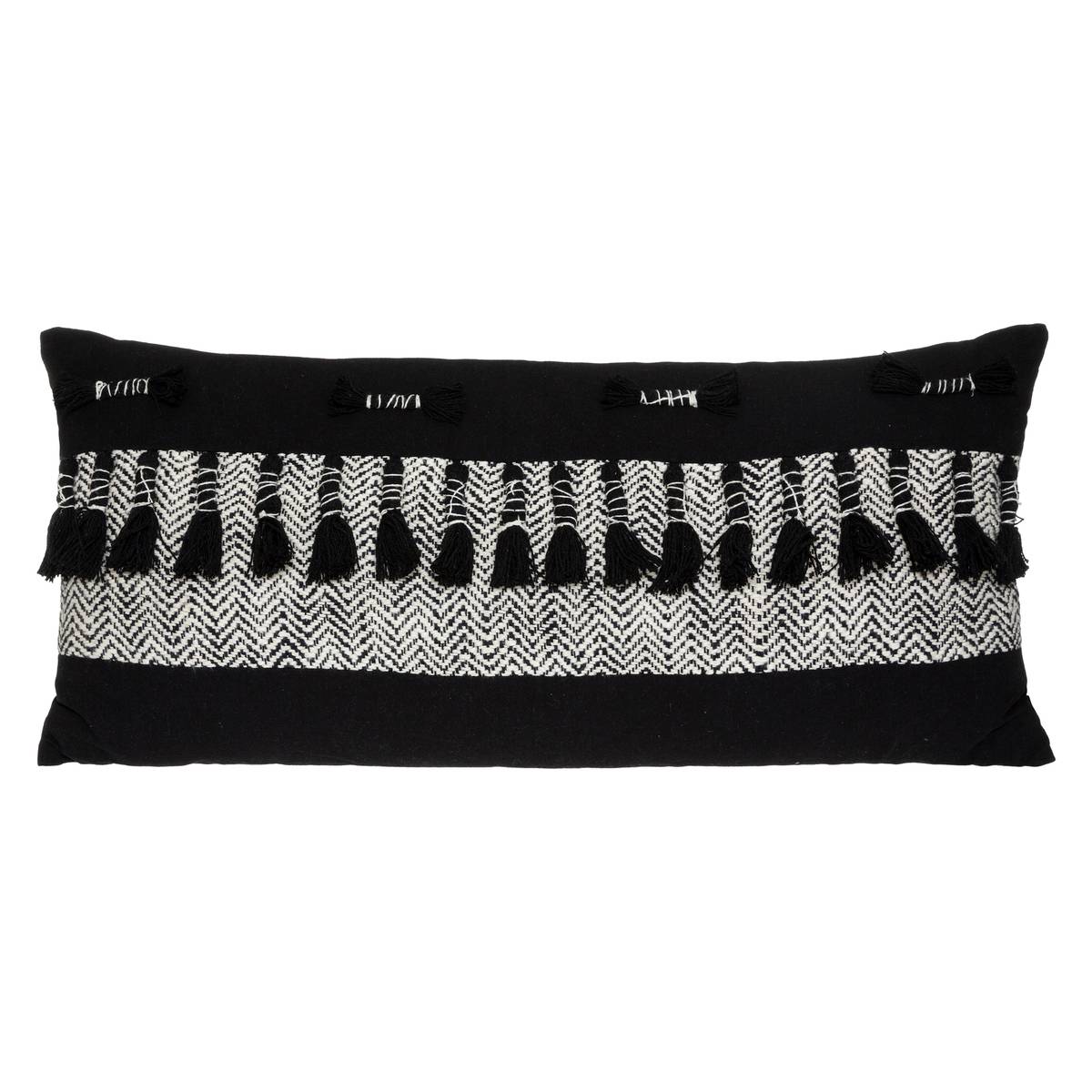 Coussin long "Oasis" - coton - gris & noir 35x75 cm - Atmosphera ...