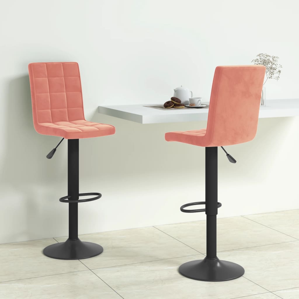 Tabourets de bar lot de 2 rose velours vidaXL | Leroy Merlin
