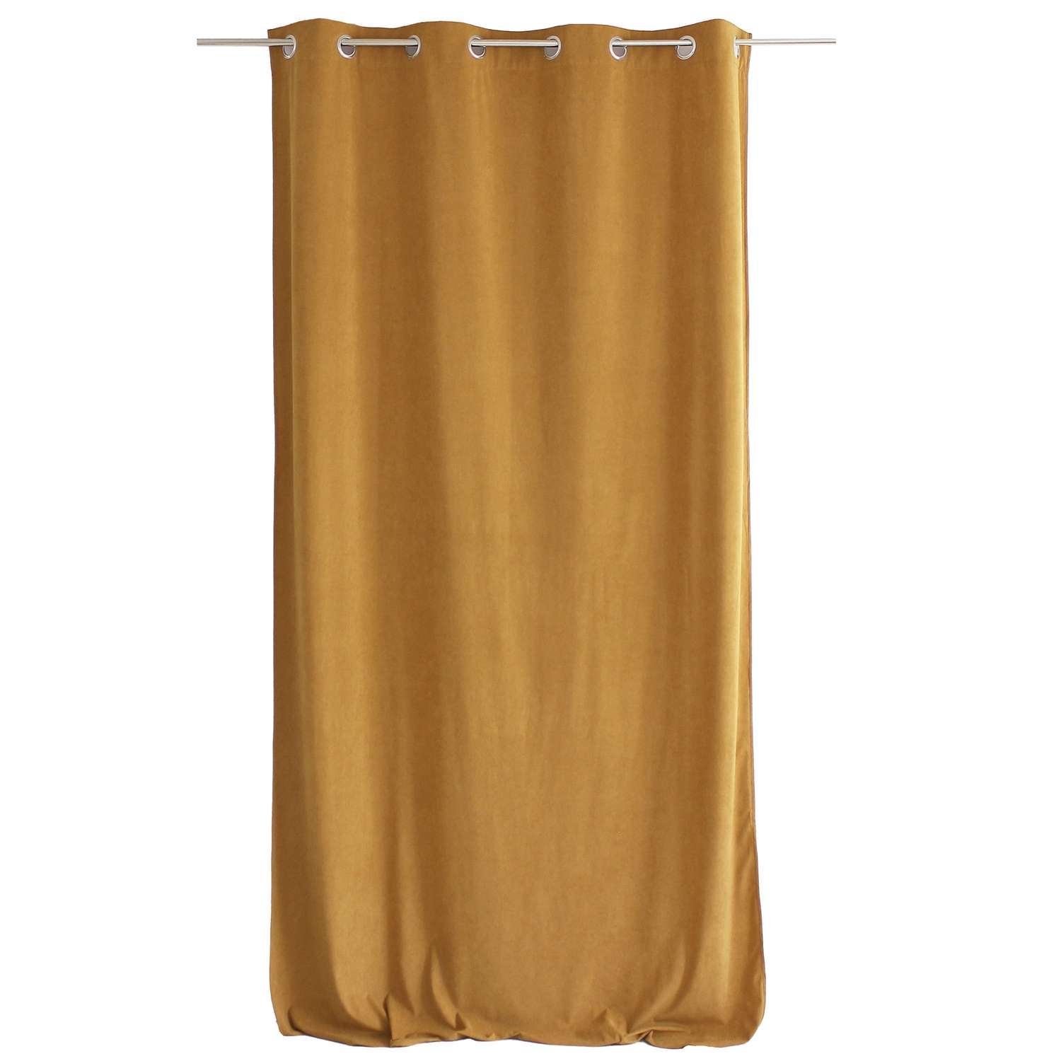 Rideau en velours Heaven - 140 x 260 cm - Moutarde | Leroy Merlin