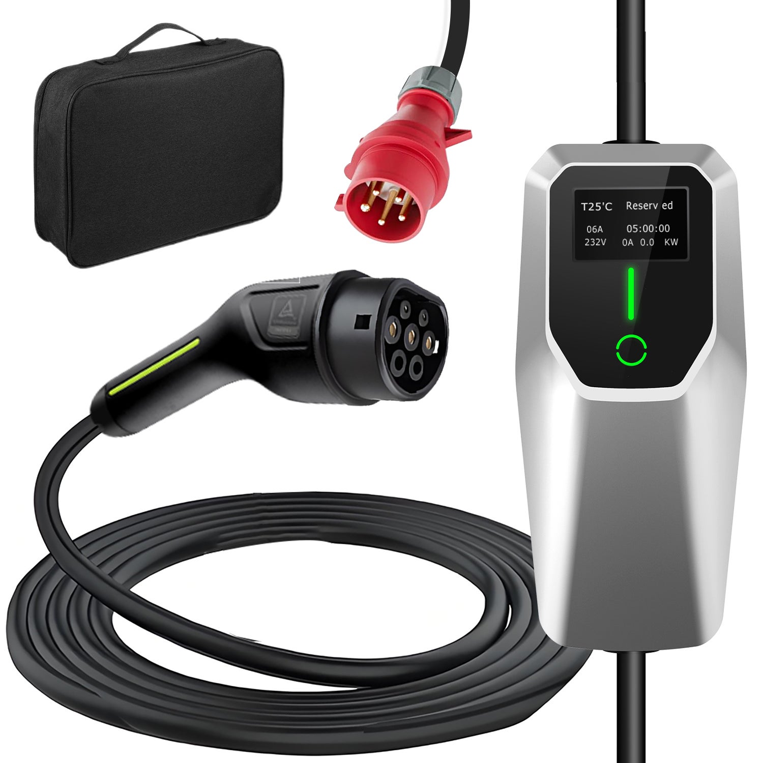 Chargeur Voiture Electrique 6M 11KW EV Chargeur Type 2 Cable Recharge ...