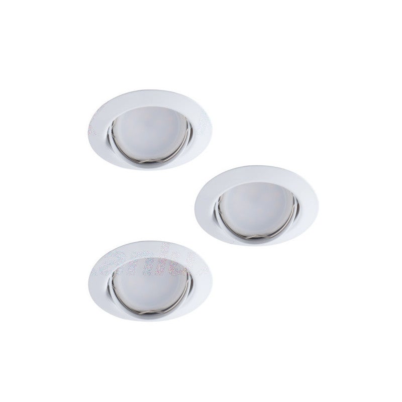 Support Spot LED Encastrable Blanc 3x4,9W GU10 ⌀82mm - Blanc Chaud ...