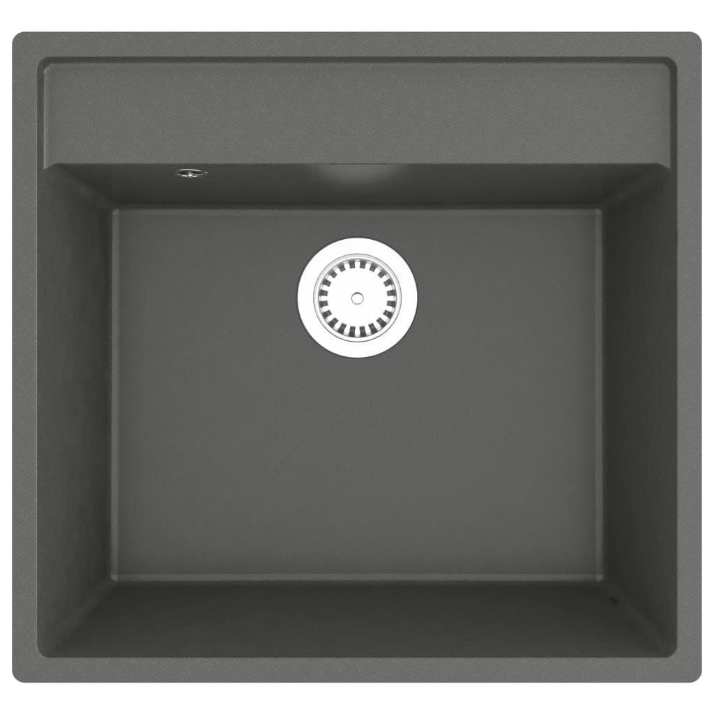 Lavello da cucina con foro troppo pieno 53 x 50 cm granito grigio 02 ...