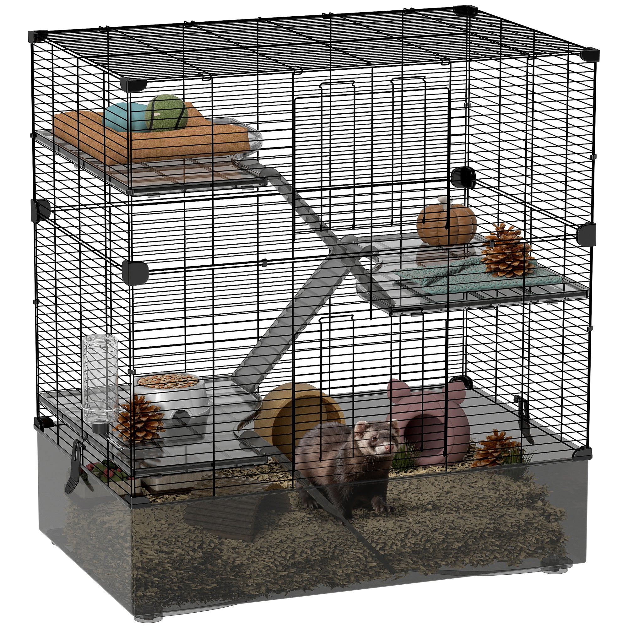 Jaula para Animales PawHut Acero, PET Negro 73x47x80 cm | Leroy Merlin