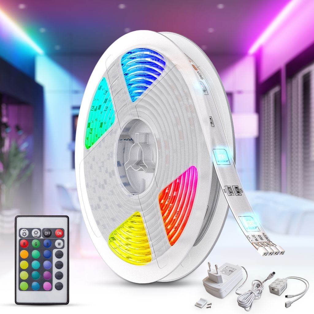 Bande LED 5m stripe RGB éclairage décoratif bande lumineuse RGB ...
