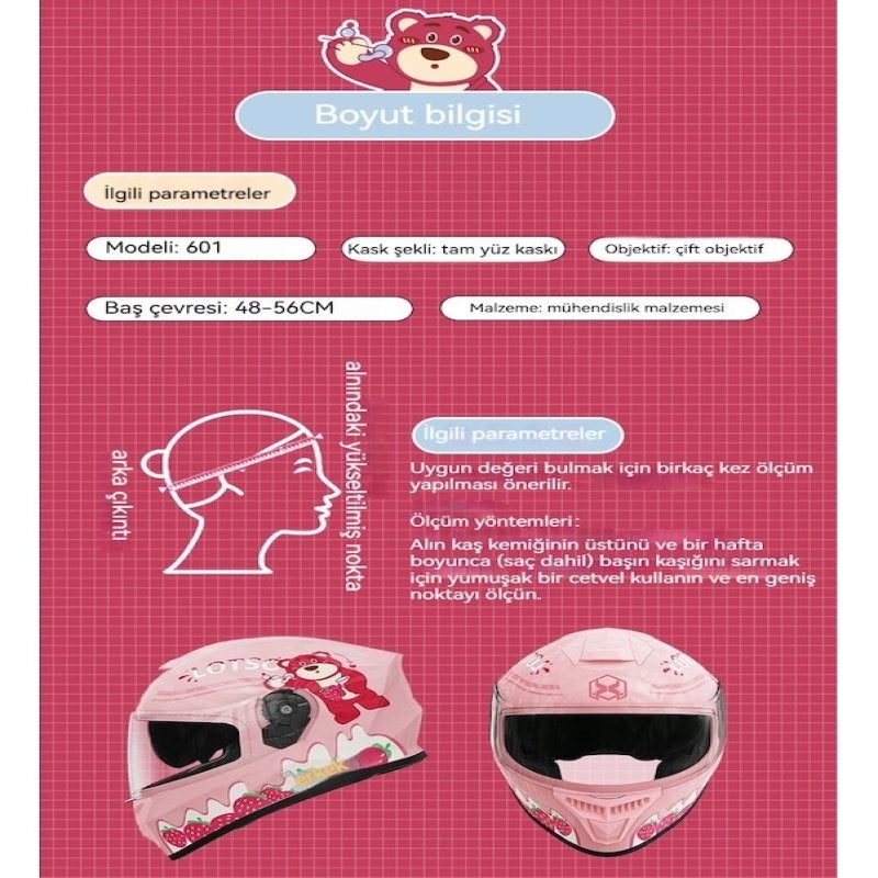 Çocuk Kaskı, Dört Mevsim Motosiklet Emniyet Açık Kaskı, Pembe Renk ...