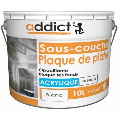 Peinture blanc mat sous couche acrylique opacifiante 10L ADDICT | Leroy ...