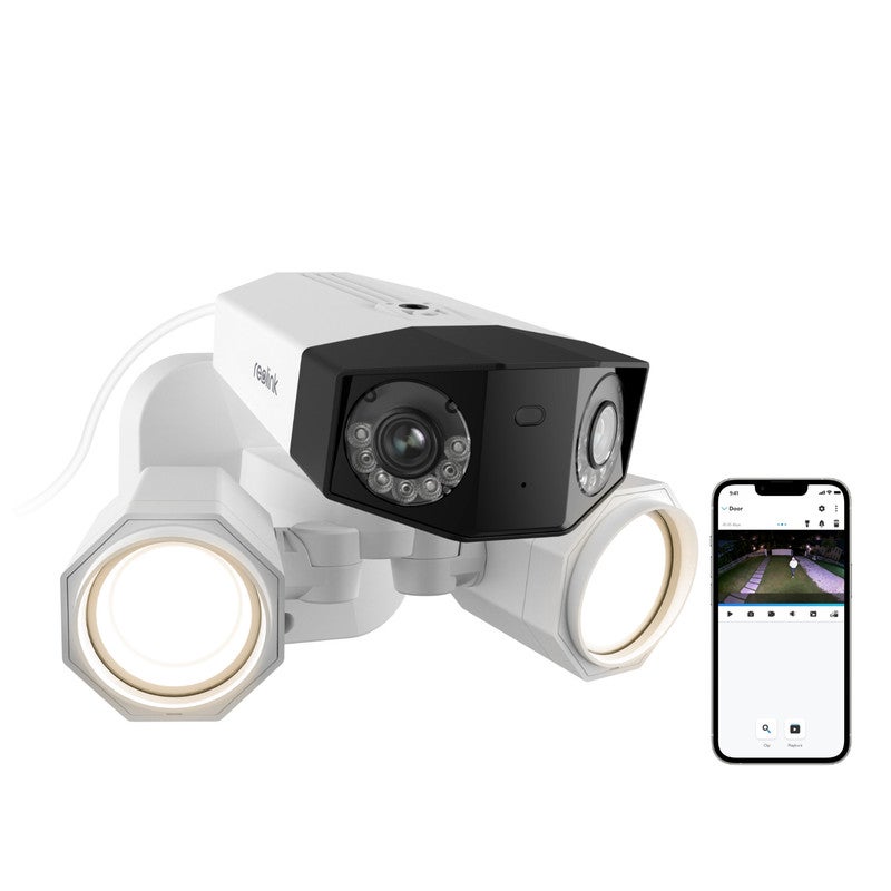 Caméra de surveillance 4K panorama 180° double objectif PoE, projecteur ...