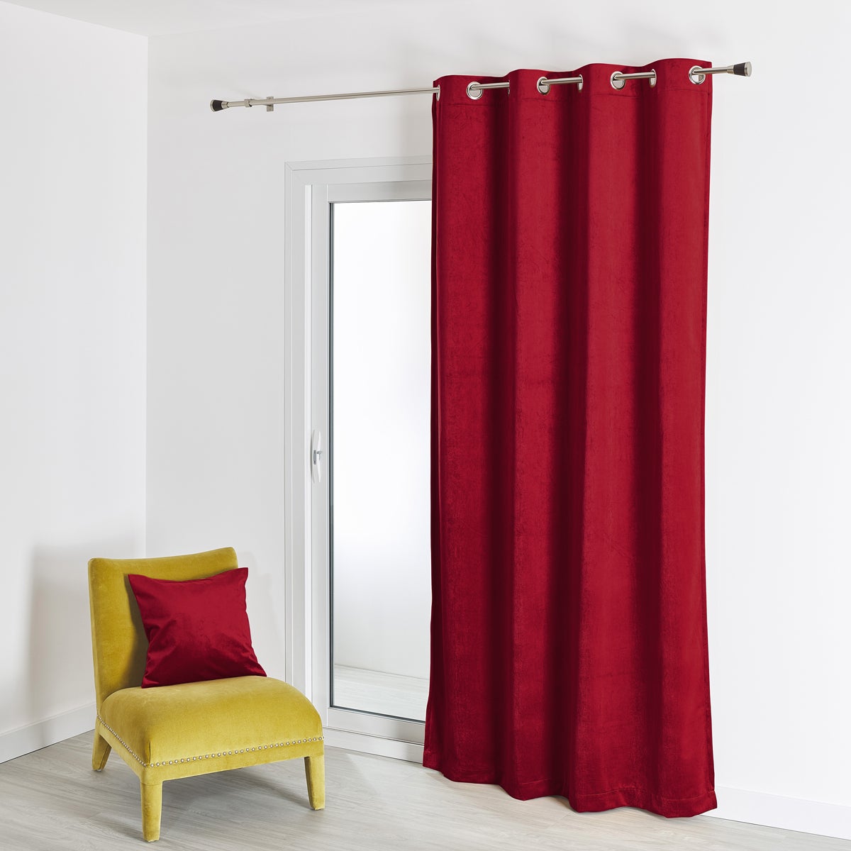 Rideau en velours feutré uni - Rouge - 135x260 cm - Velours | Leroy Merlin