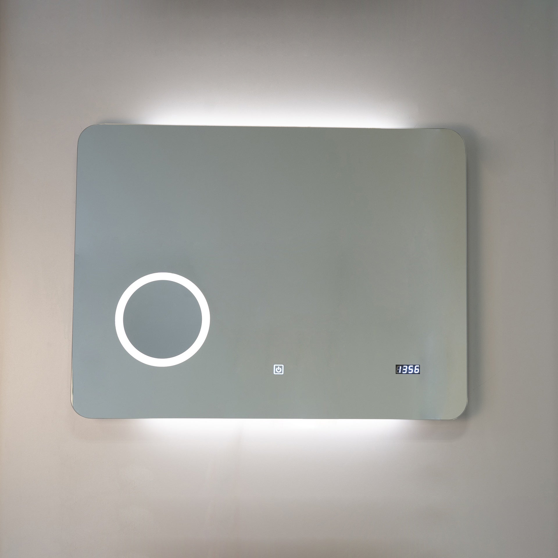 Espejo LED 80x60 con reloj digital | Leroy Merlin
