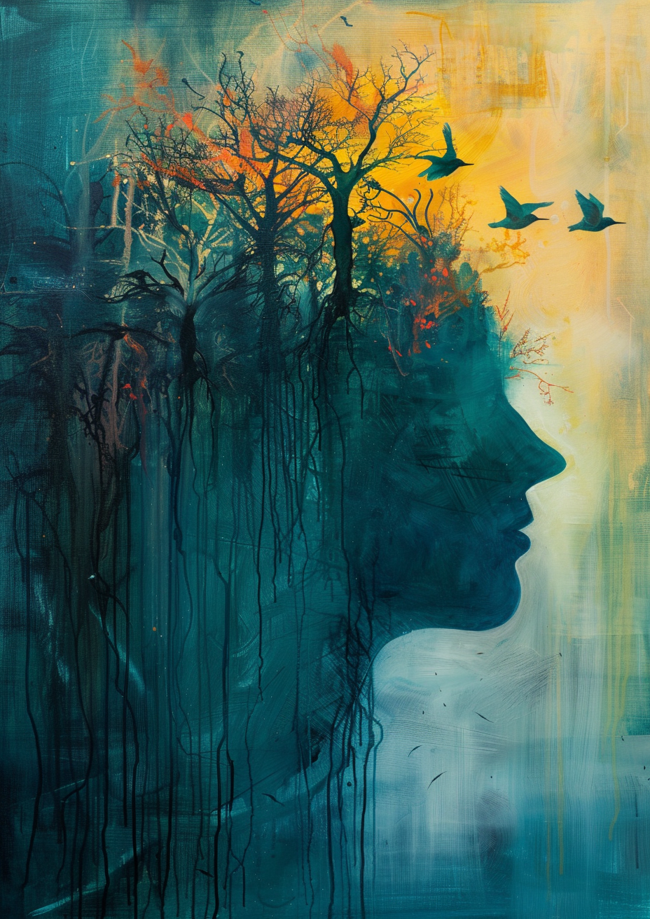 Estampe à encadrer, 70 x 100 cm. POLARTE-D Pensées d'arbres en vol ...