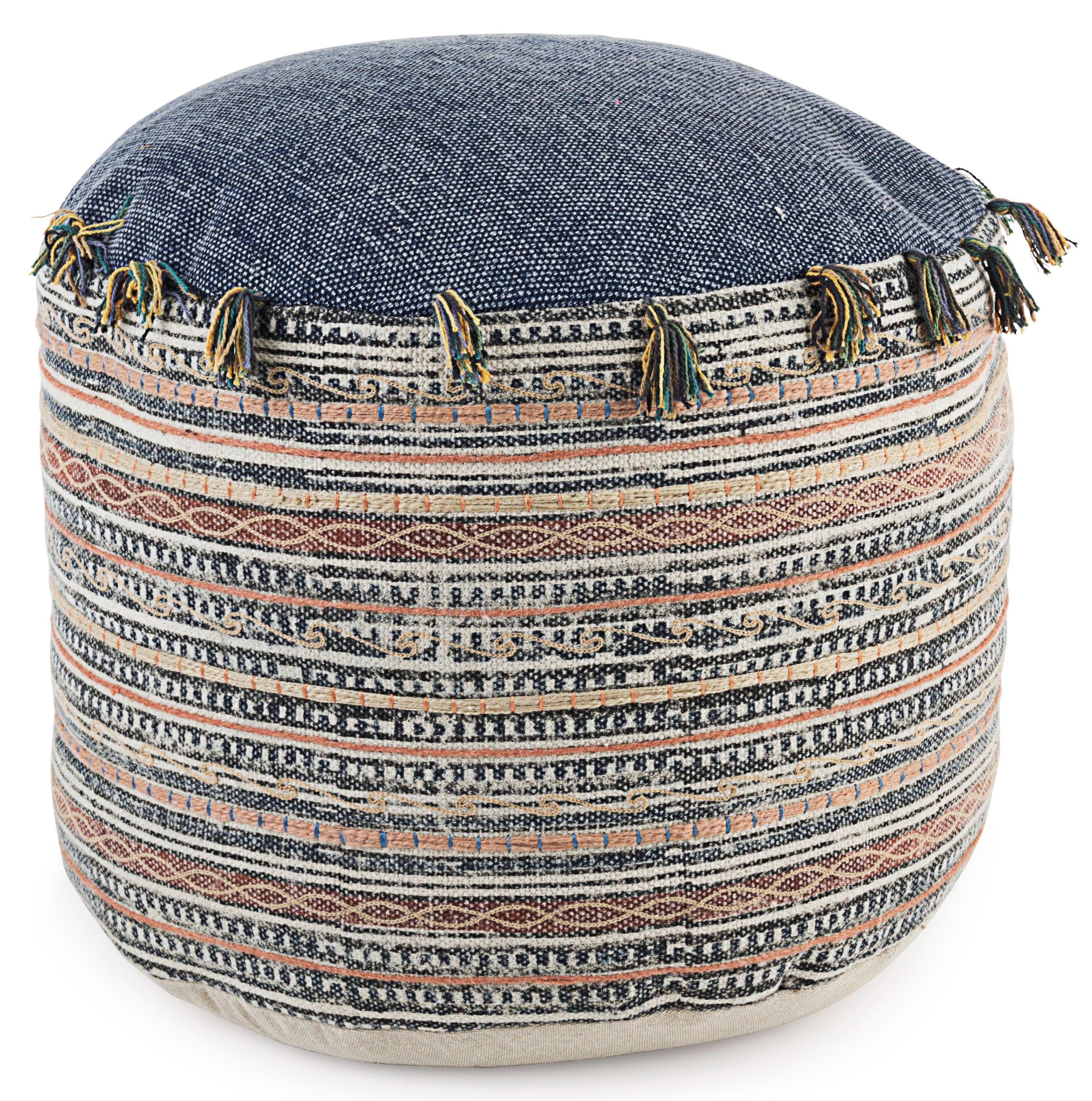 Pouf rond en coton fait main multicolore Sany - Lot de 2 | Leroy Merlin