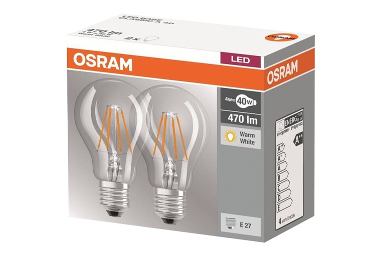 Osram - led retrofit classic a 40 4w/827 e27 pack de 2 pcs - 4052899972001 | Leroy Merlin