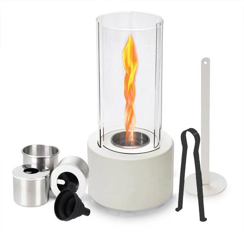Chimenea de Mesa Redonda Rotativa Blanca – Pequeña Chimenea de Alcohol ...