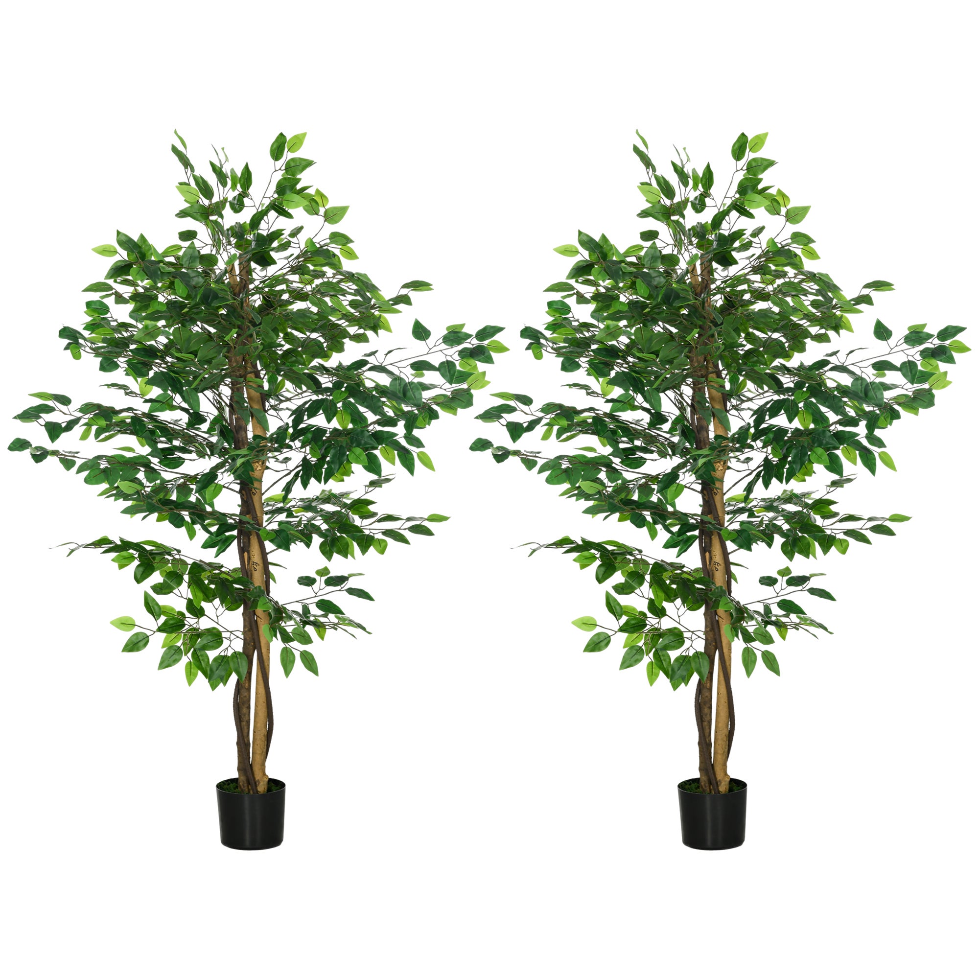 Lot de 2 plantes artificielles ficus hauteur 1,50 m tronc branches ...