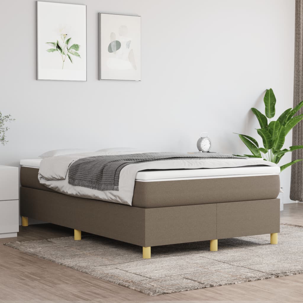 Lit à sommier tapissier avec matelas Taupe 120x200 cm Tissu | Leroy Merlin