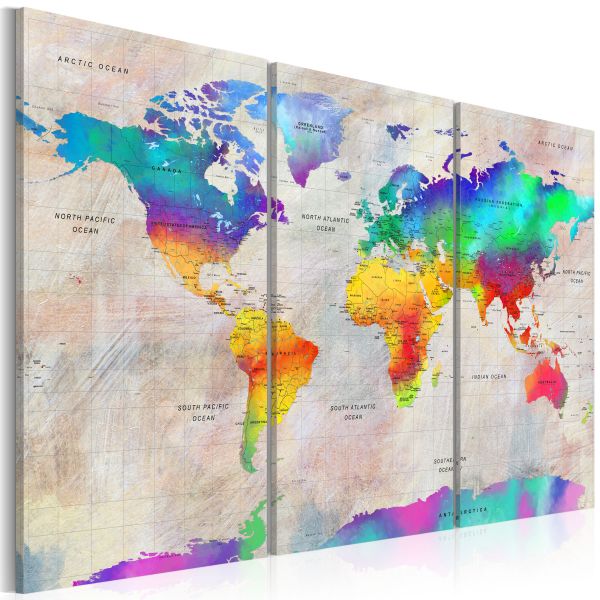 Tableau Cartes du monde World Map: Rainbow Gradient 120x80 cm | Leroy ...