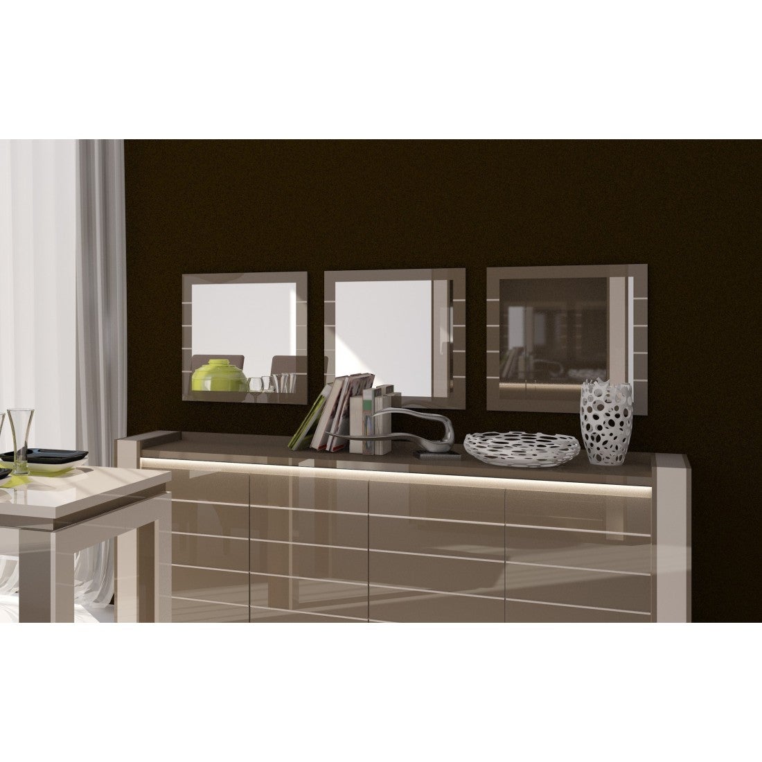 Set di 3 specchi quadrati LINA cappuccino e bianco crema - 60 cm ...
