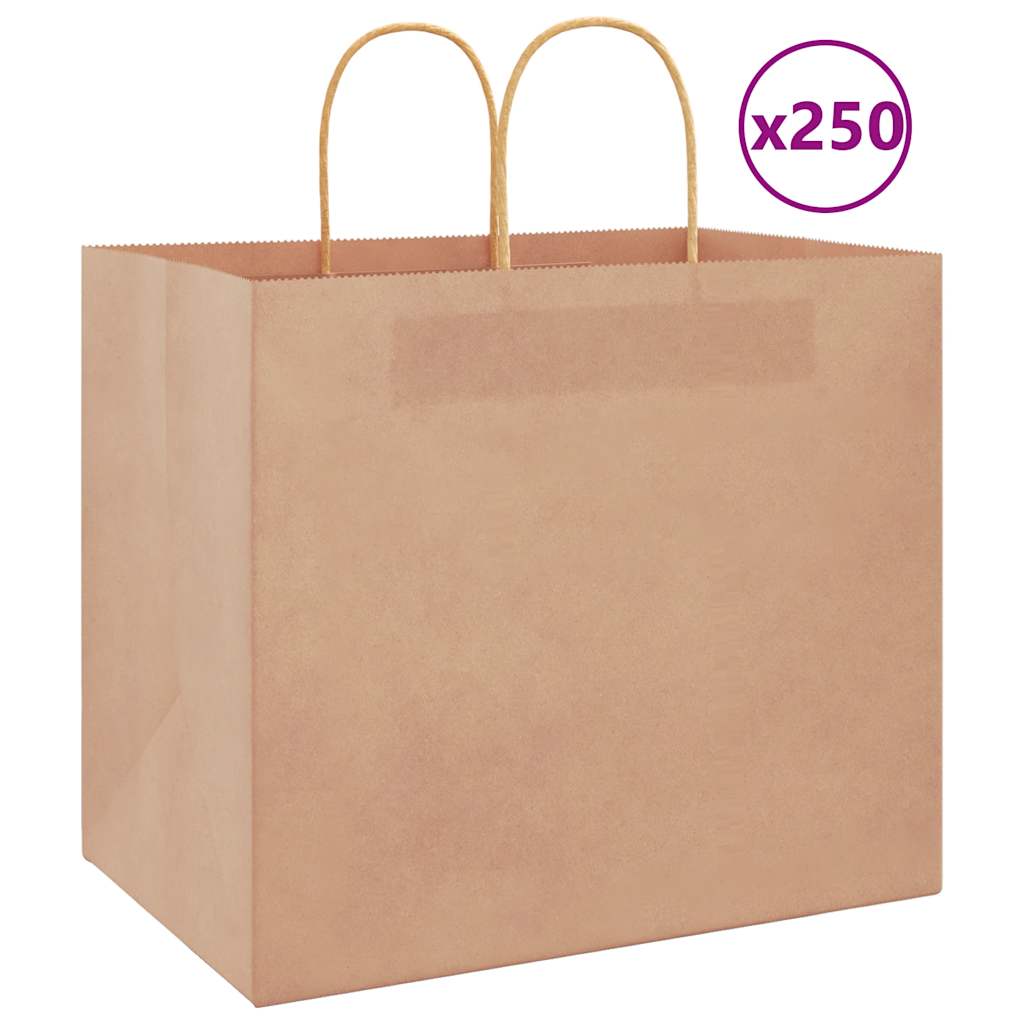 Bolsas de papel kraft con asas 250 uds marrón 32x22x28 cm | Leroy Merlin