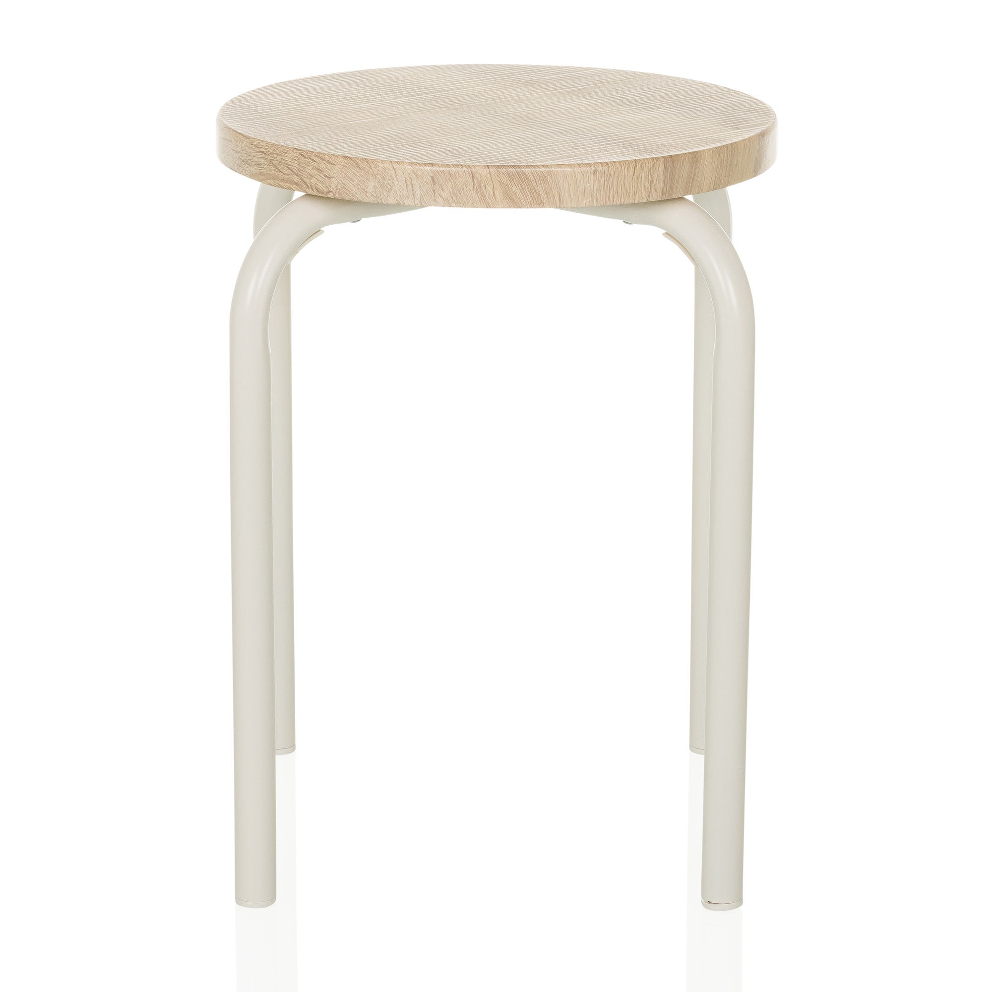 Tabouret empilable / tabouret ALRANDA Métal / MDF blanc / Chêne hjh ...