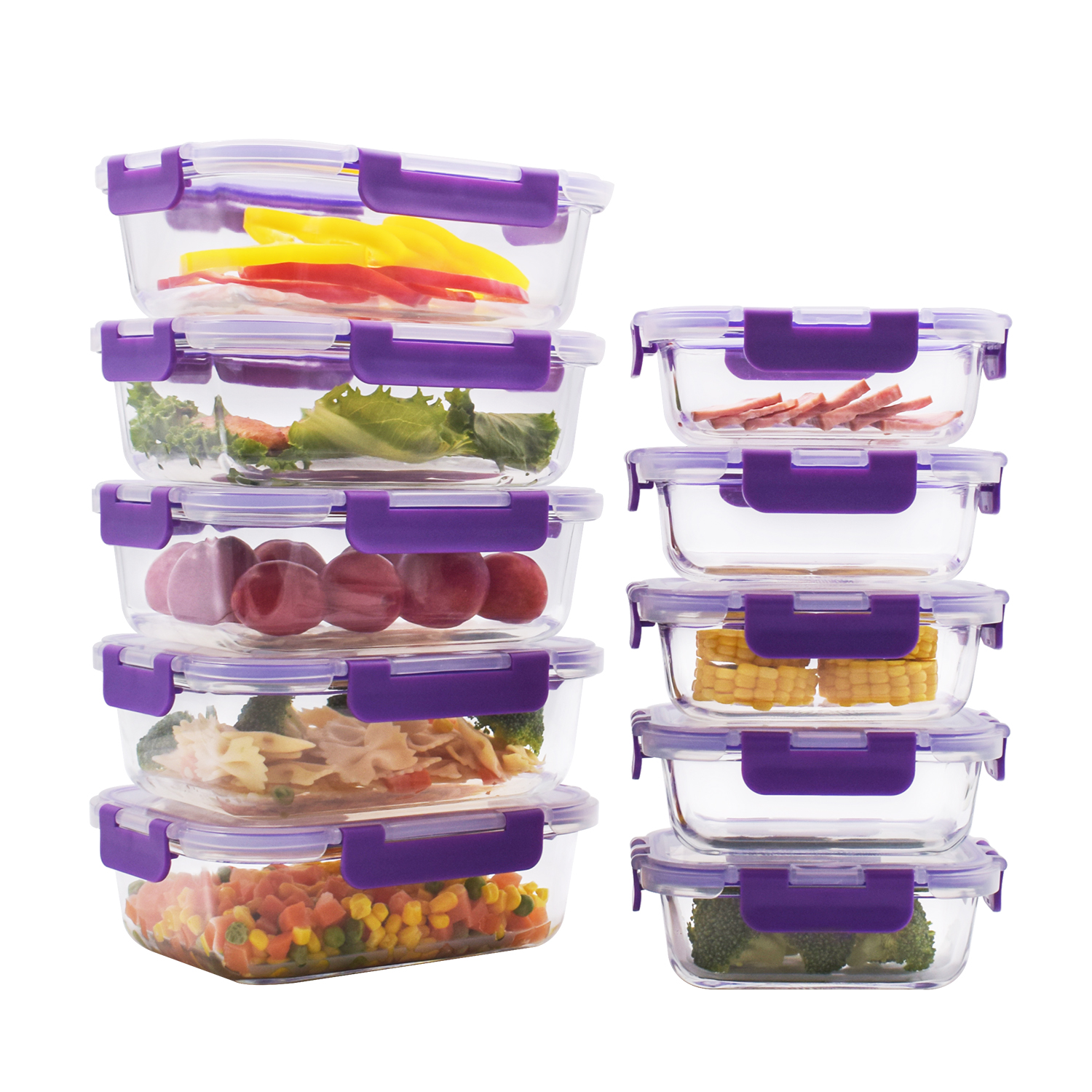 Recipientes de Cristal Para Alimentos - 20 Piezas (10 recipientes y 10 ...