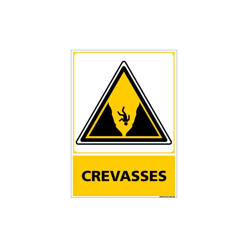 PANNEAU ATTENTION CREVASSES (C1452) 150 x 210 mm Matière PVC | Leroy Merlin