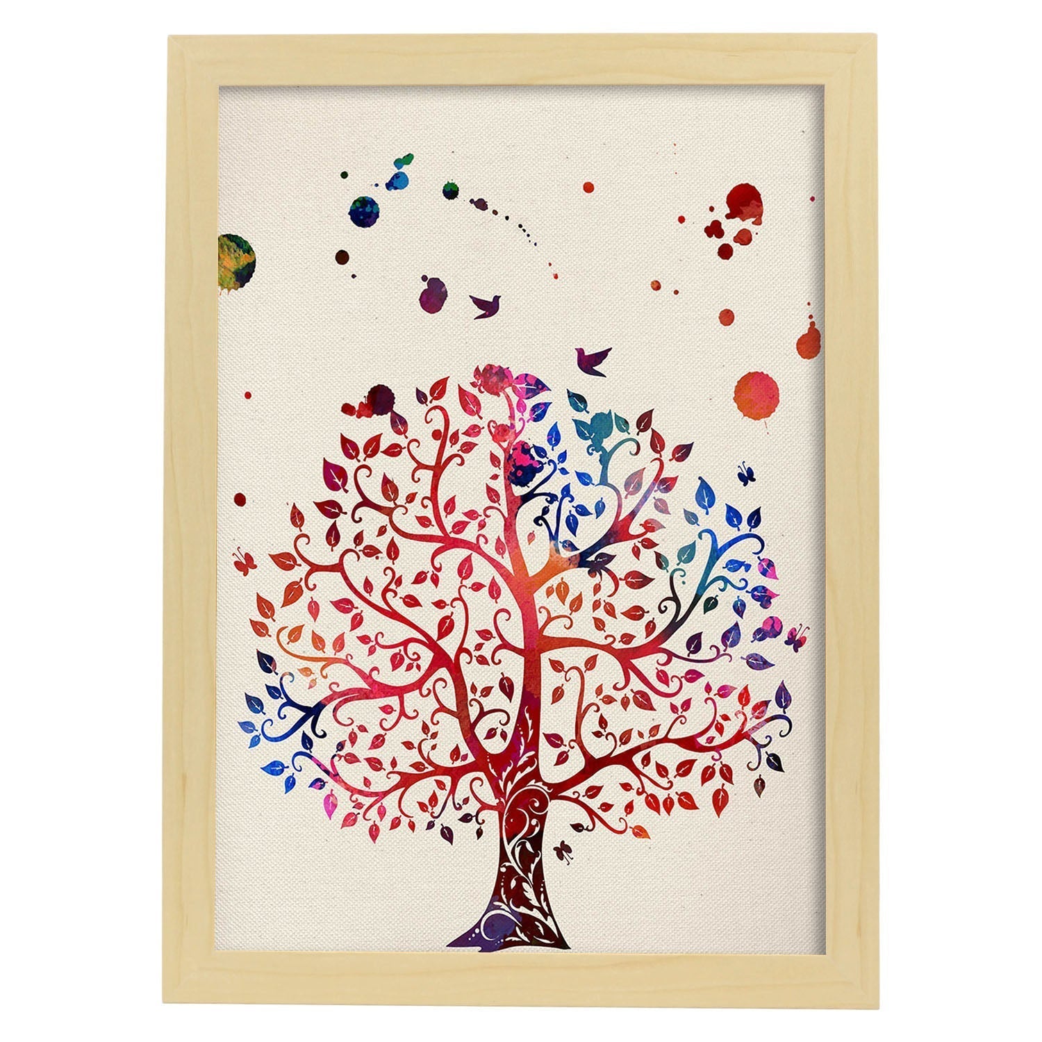 Poster De Arbol Con Diseño Acuarela. Mix De Láminas Con Estilo Acuarela ...