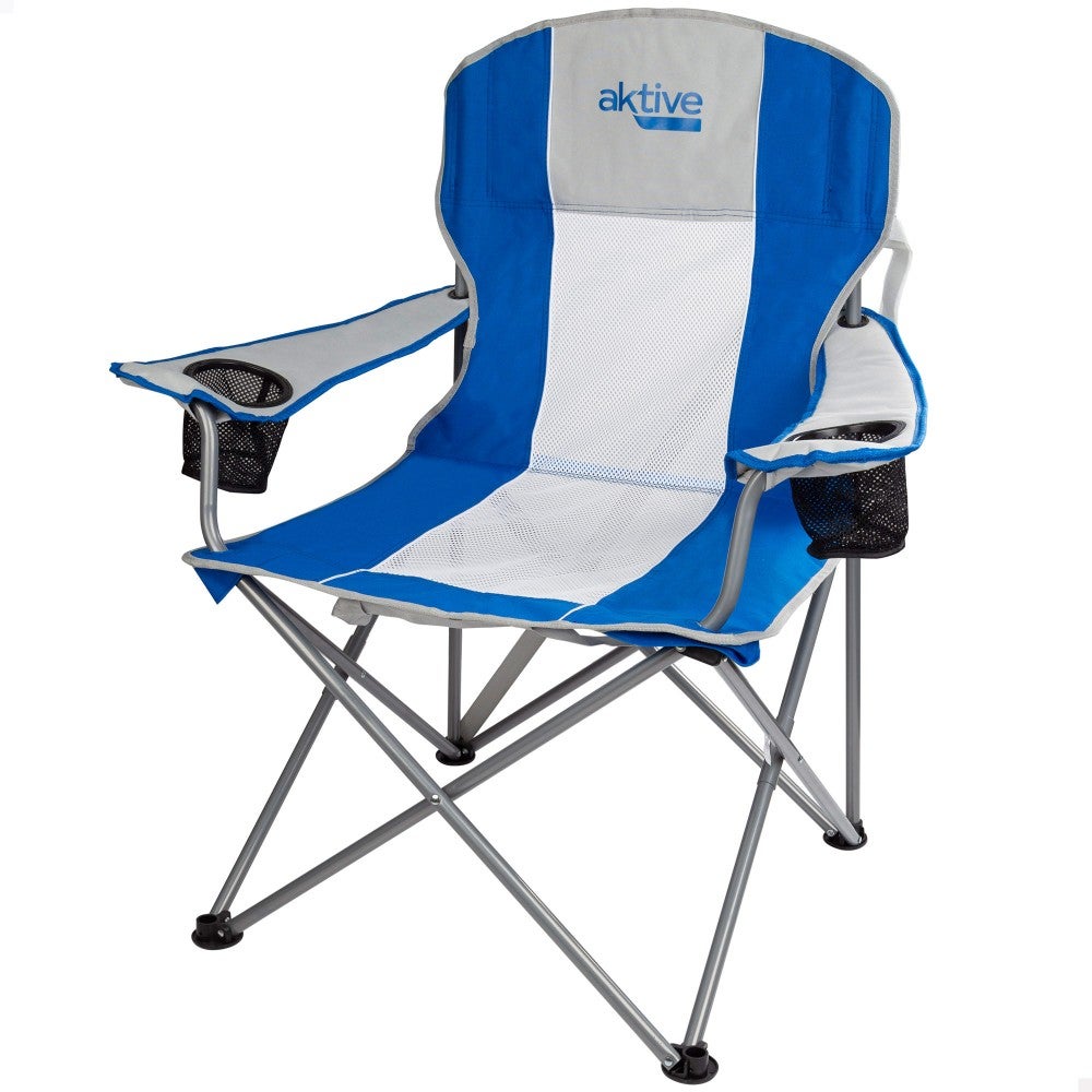 Chaise de camping XL avec porte-gobelet, accoudoirs et poignée. Chaise ...