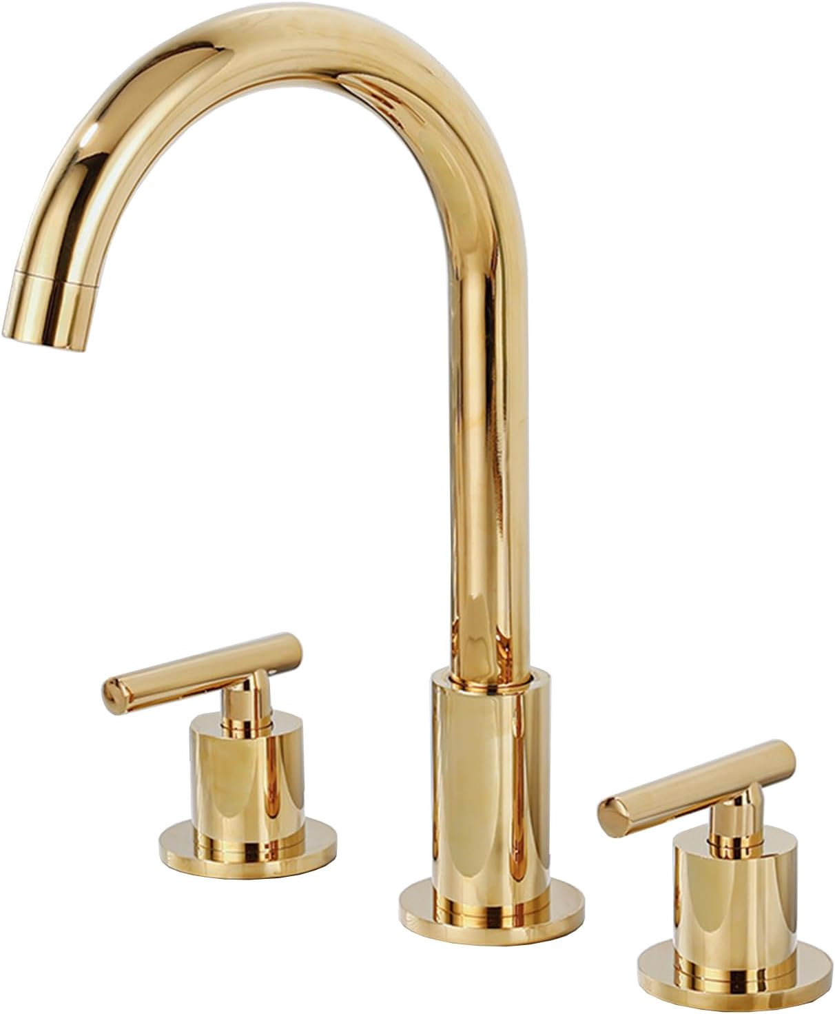 Grifo de lavabo dorado, tres orificios, control de doble manija, núcleo ...