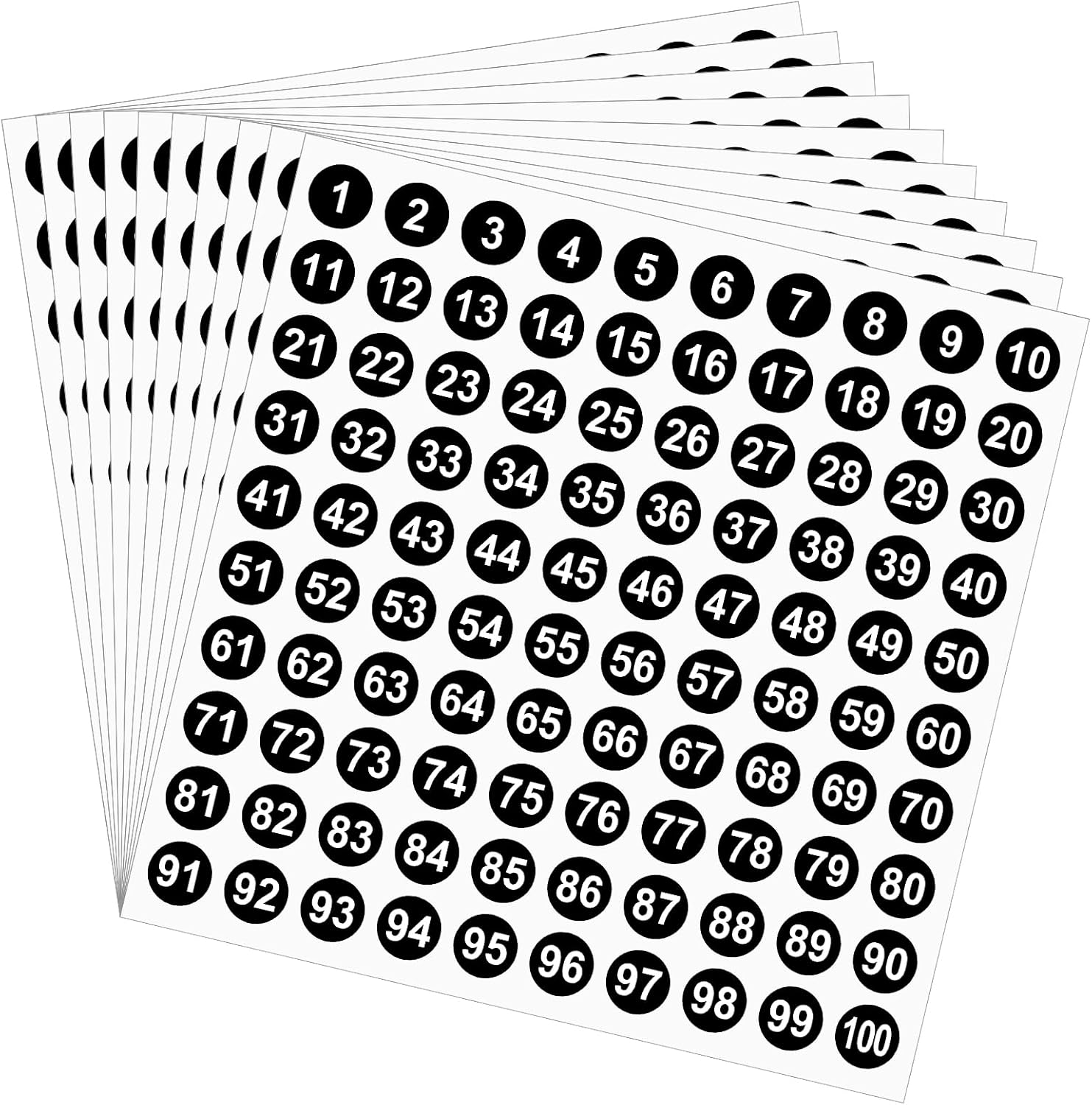 Pegatinas de números redondos del 1 al 100, 10 hojas consecutivas ...