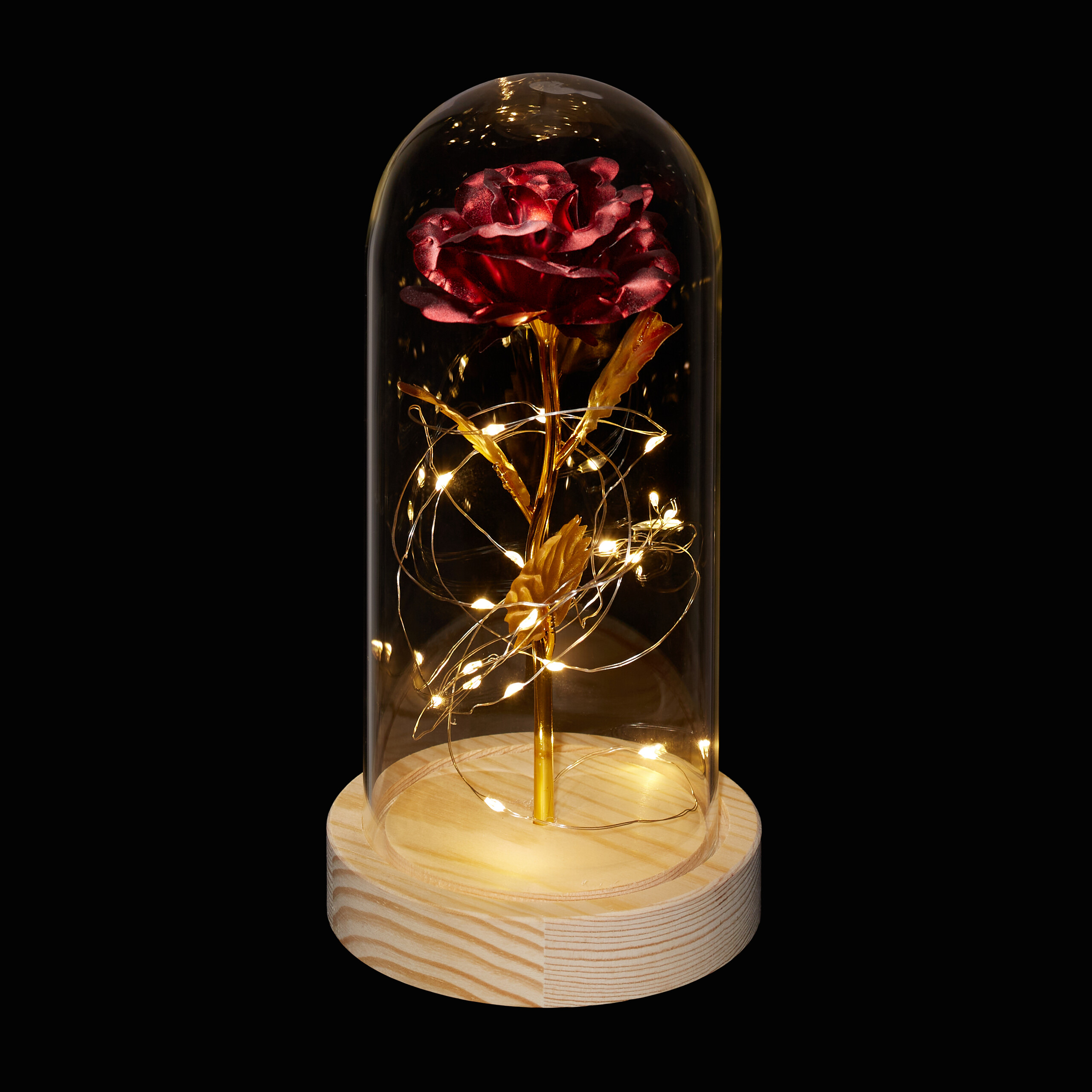 Rose éternelle, artificielle, sous cloche, lumière LED, Saint-Valentin ...