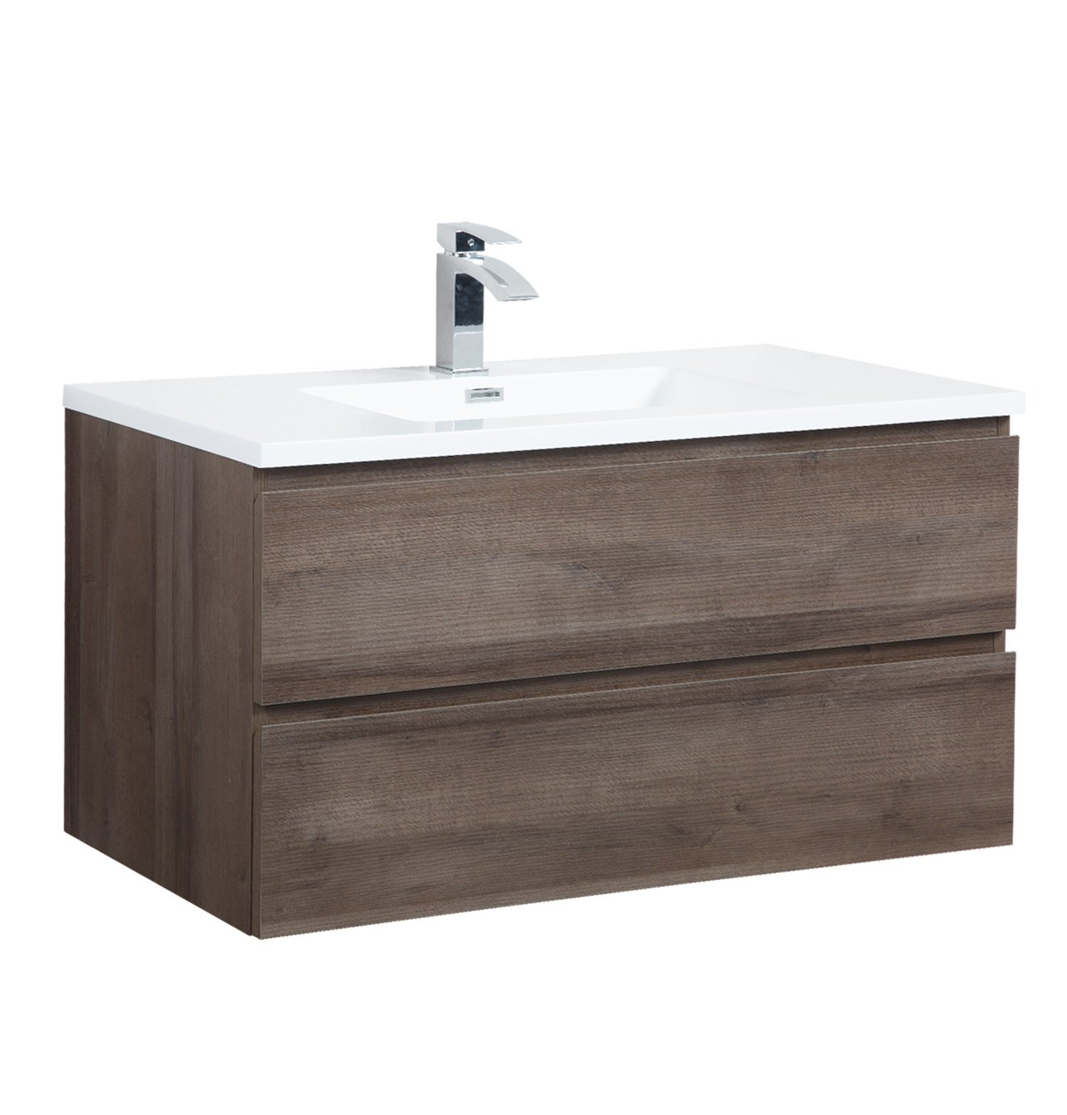 Meuble de salle de bain Angela 100 cm lavabo Chene Marron – Armoire de ...