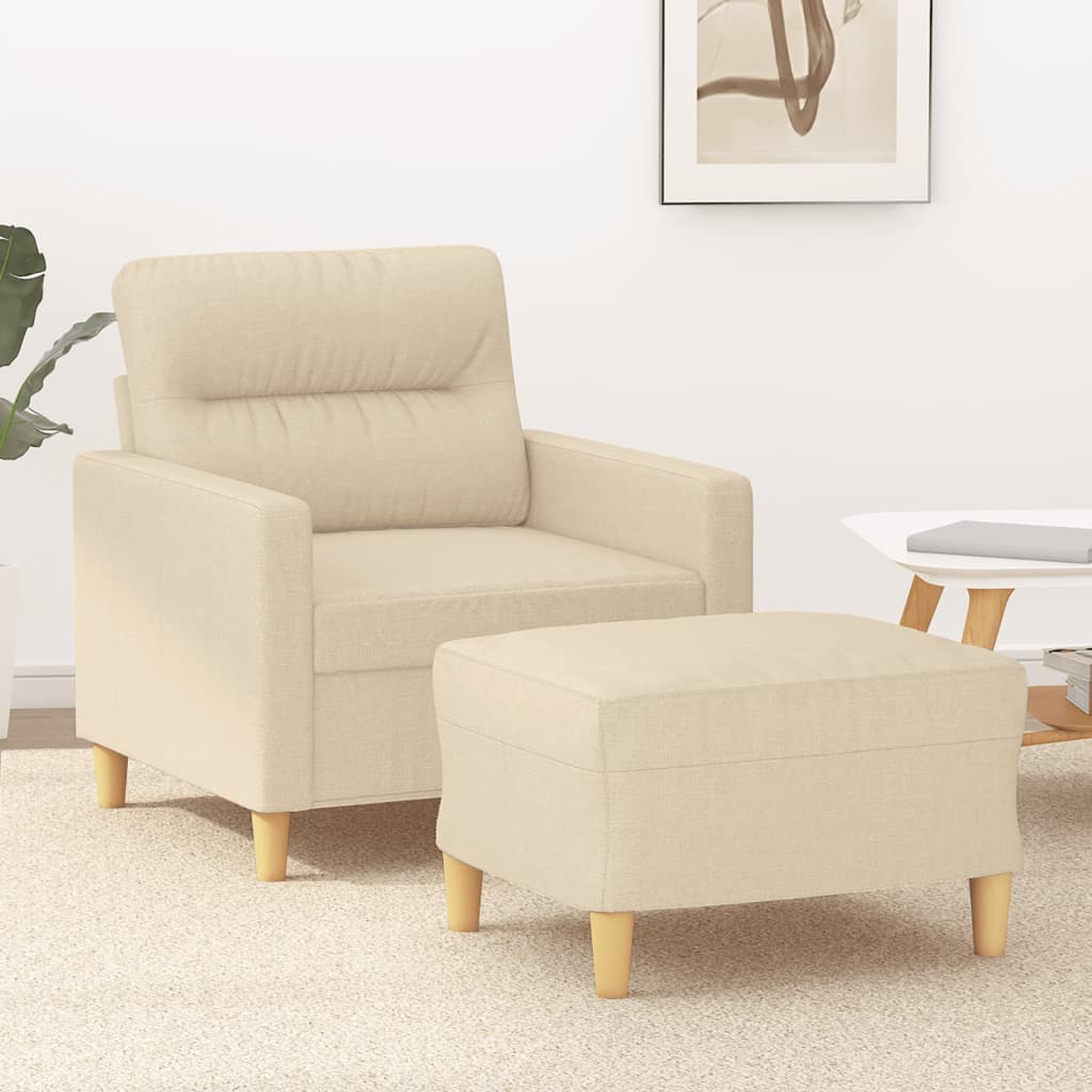 Sillón con taburete tela crema 60 cm | Leroy Merlin