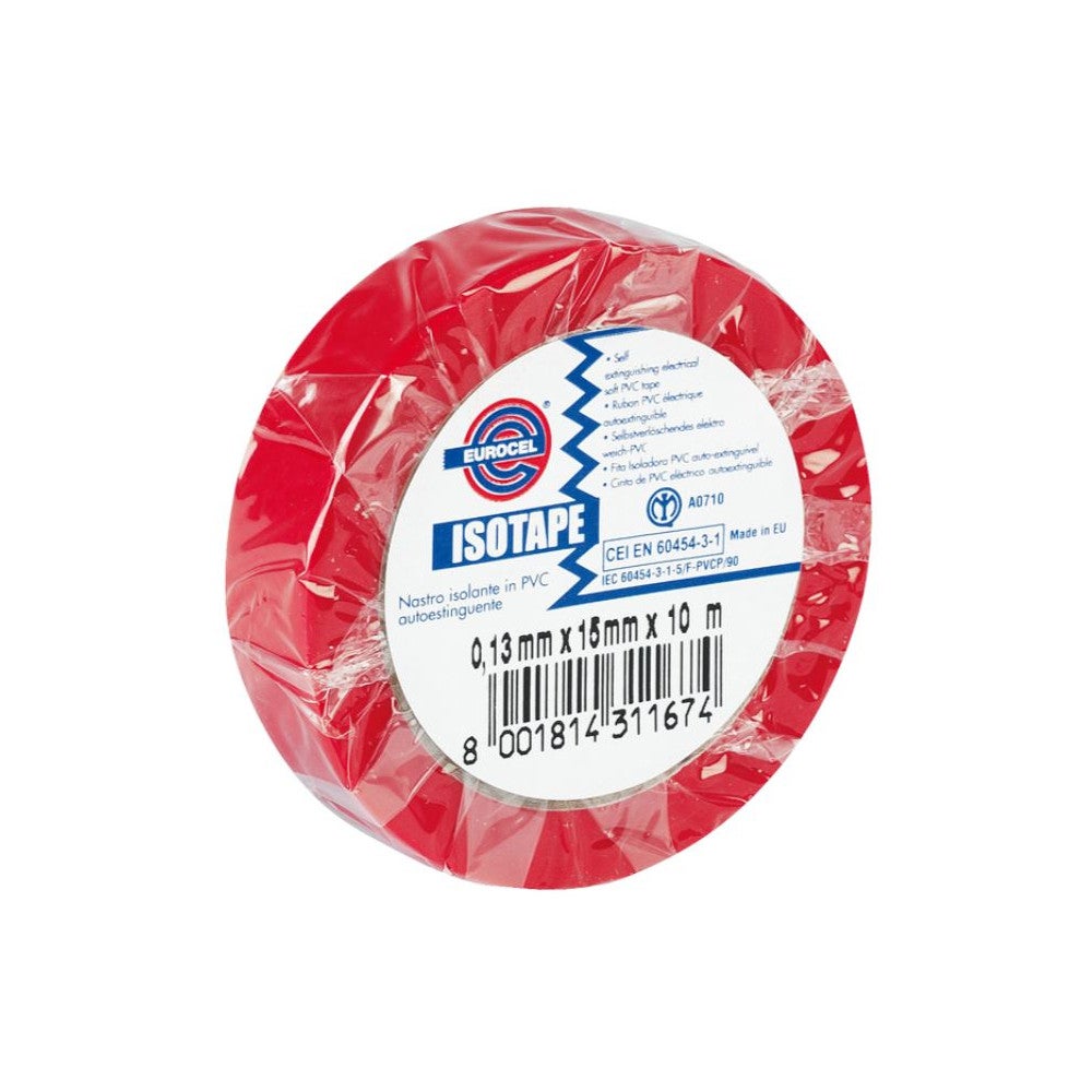 Ruban isolant électrique EUROCEL ISOTAPE PVC 15 mm x 10 m rouge | Leroy ...